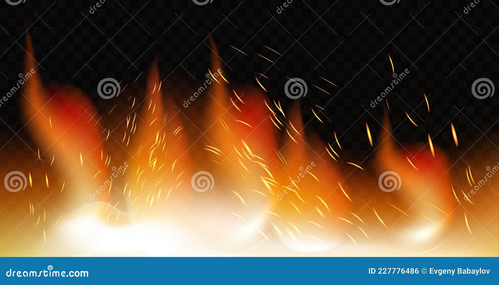 Realistic Fire on a Dark Background - Vector Stock Illustration ...