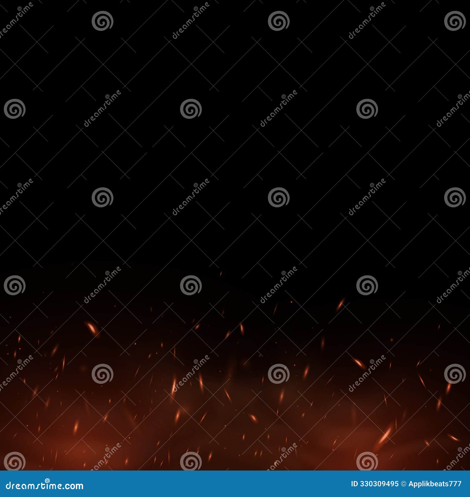 Realistic Fire Effect Isolated on Black Background. Flame with Sparks ...