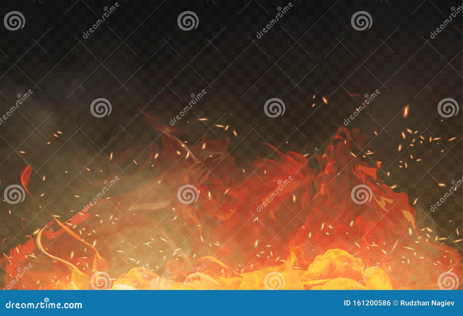Realistic Fire Effect with Smoke Stock Vector - Illustration of orange ...