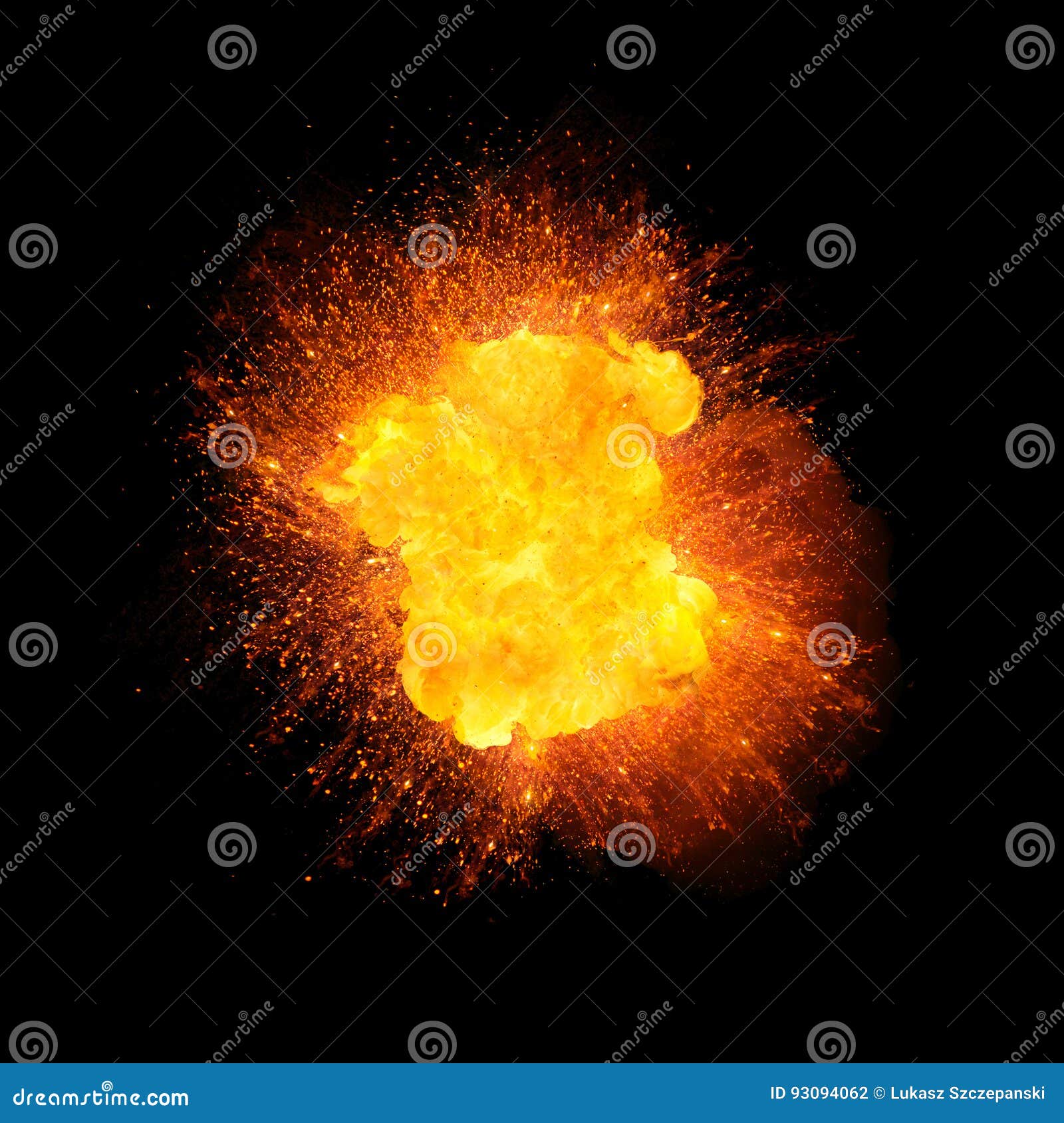 Realistic Fire Explosion on Black Background Stock Photo - Image of ...