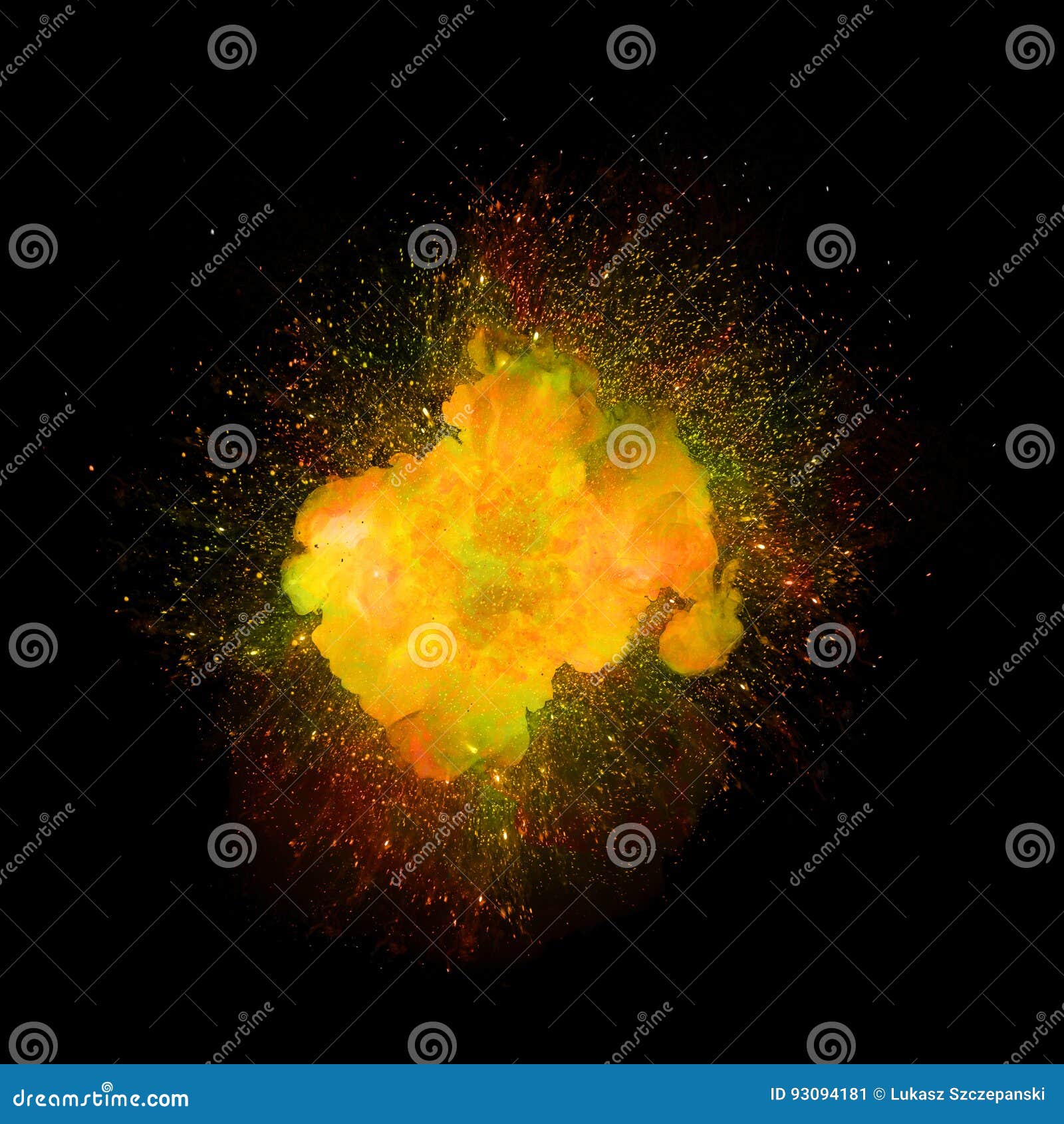 Realistic Fire Explosion on Black Background Stock Image - Image of ...