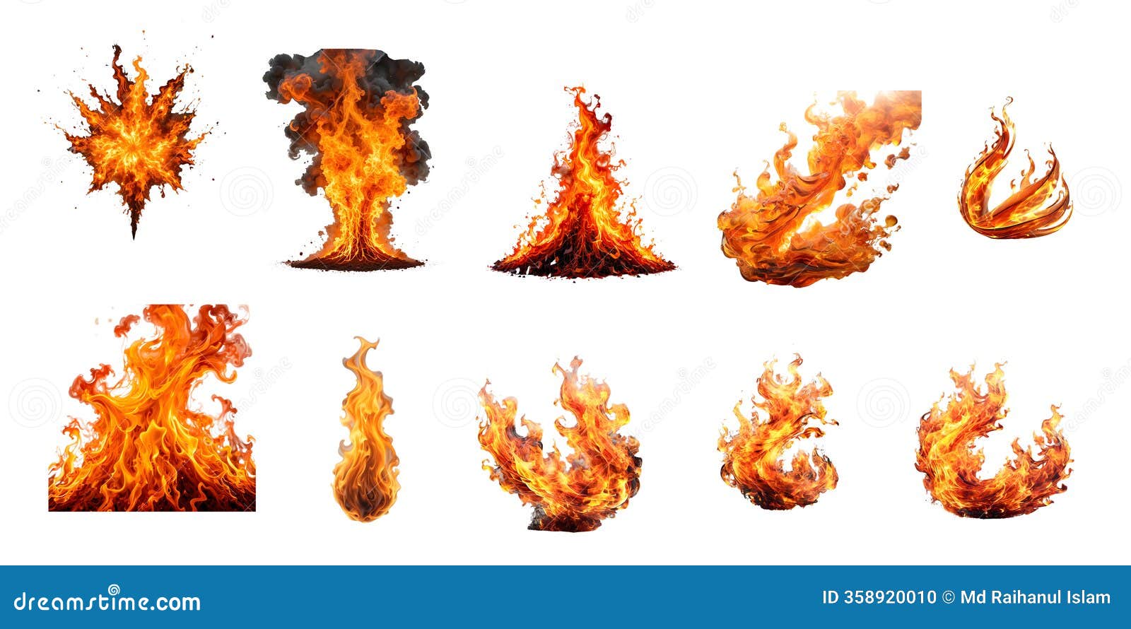 Realistic Fire Flame Effect PNG Bundle – Isolated Flames on Transparent ...