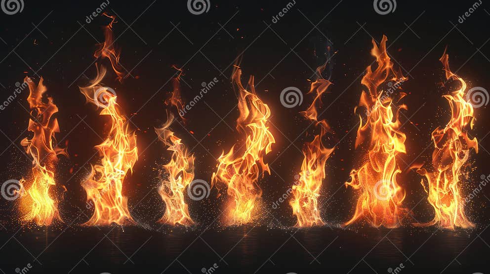 Realistic Fire Flame Effect with Z-Set Background: Bundle of Flames ...