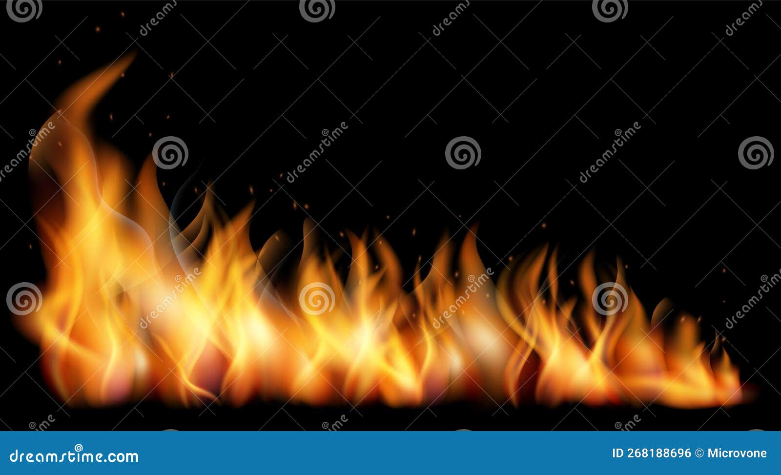Realistic Fire Flame. Hot Orange Burning Blaze Stock Illustration ...