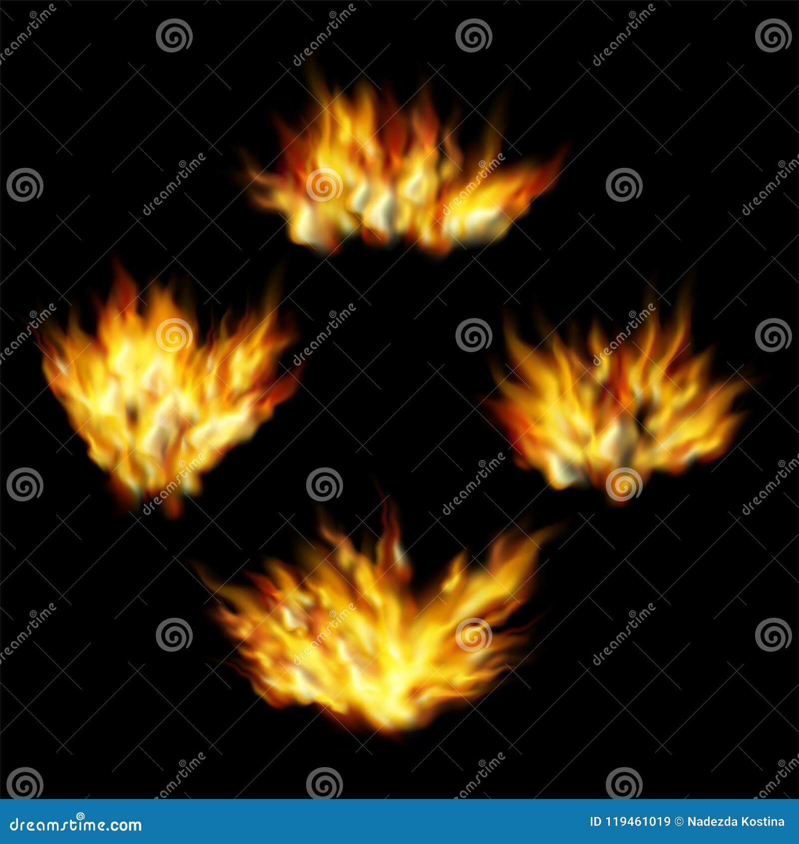 Realistic Fire Flame stock vector. Illustration of decoration - 119461019