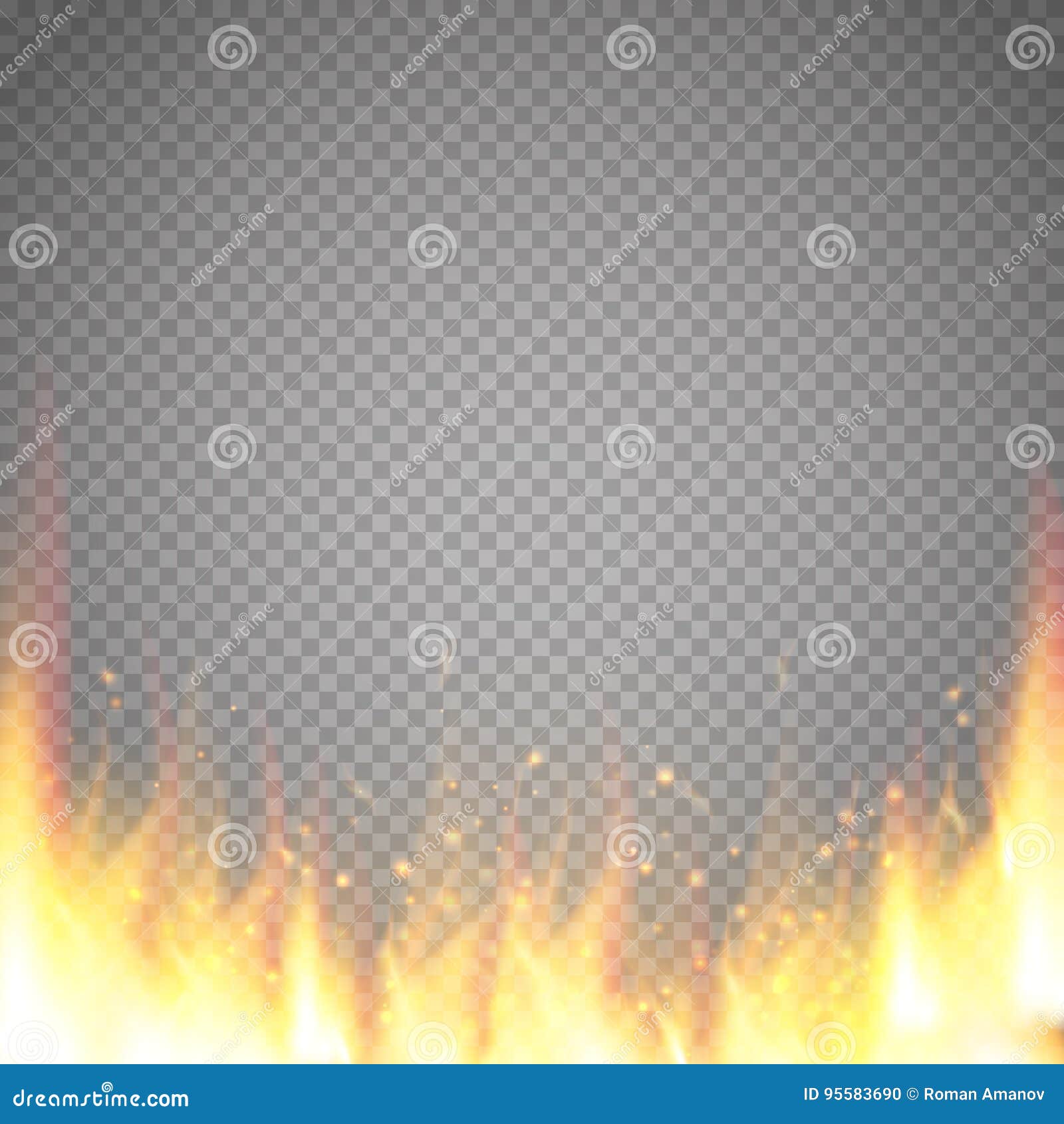 Realistic Fire Flame Vector Special Effect Isolated on Transparent ...