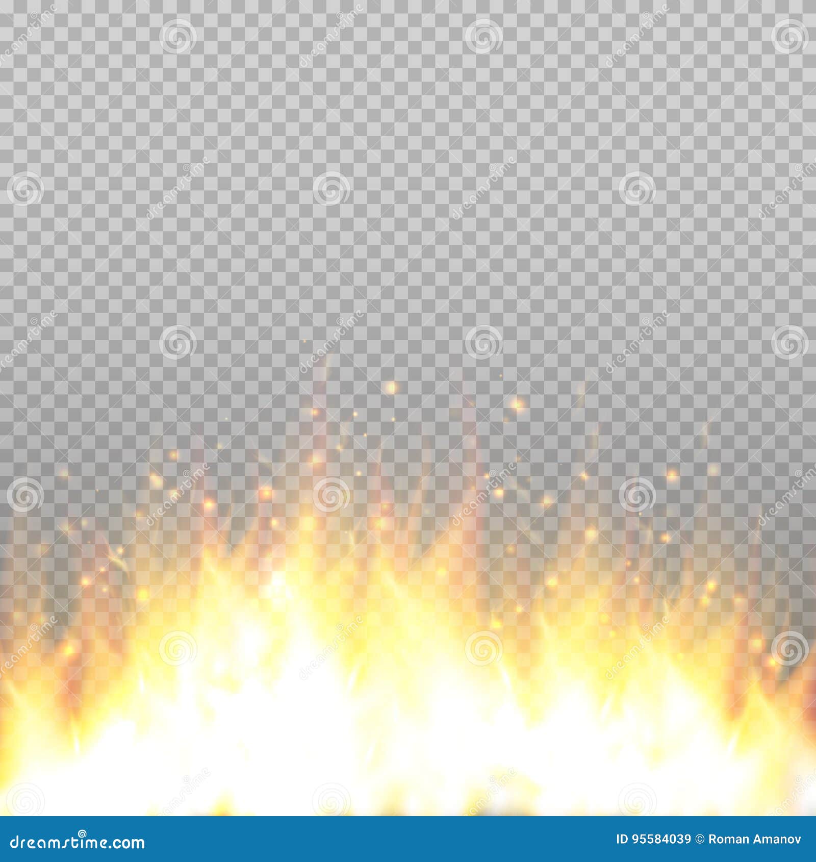 Realistic Fire Flame Vector Special Effect Isolated on Transparent ...