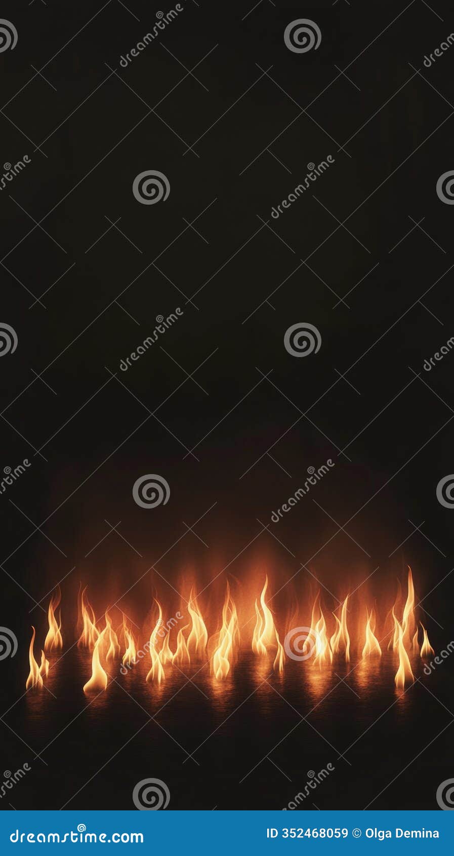 Realistic Fire Flames Burning on Dark Background Stock Image - Image of ...