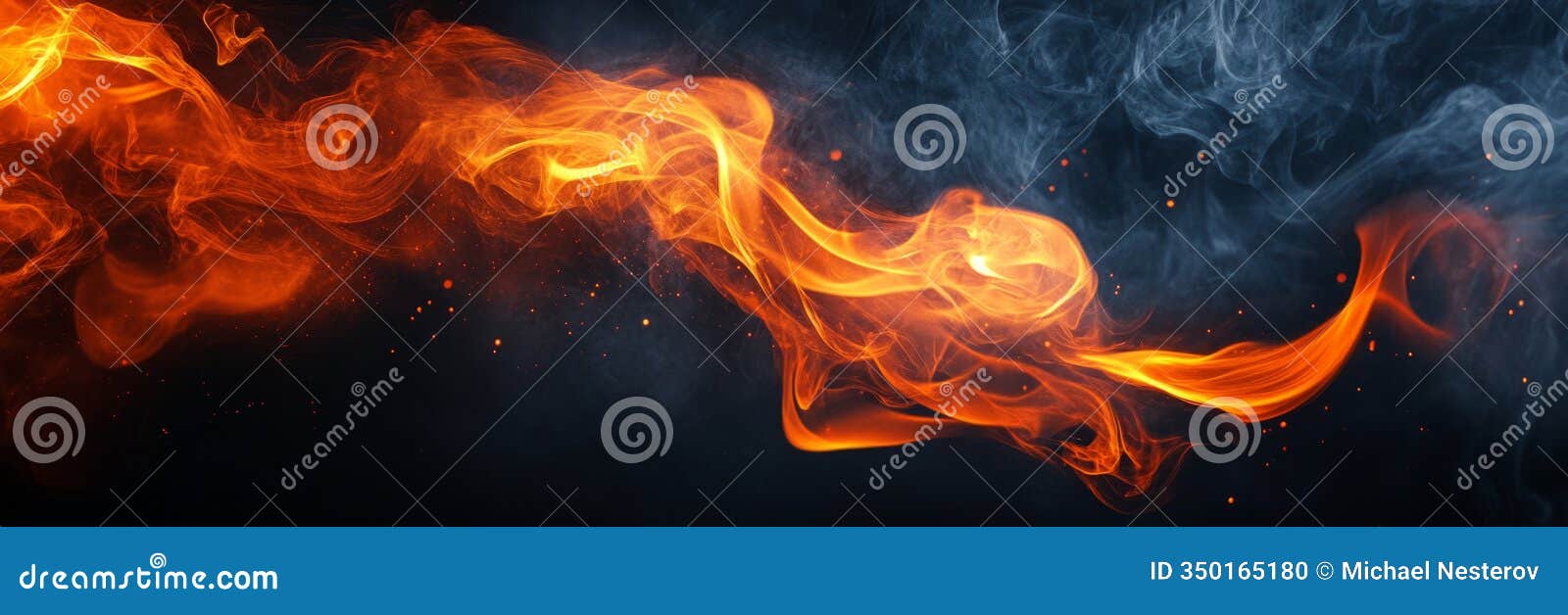 Realistic Fire Flames Igniting and Burning with Sparks on Black ...