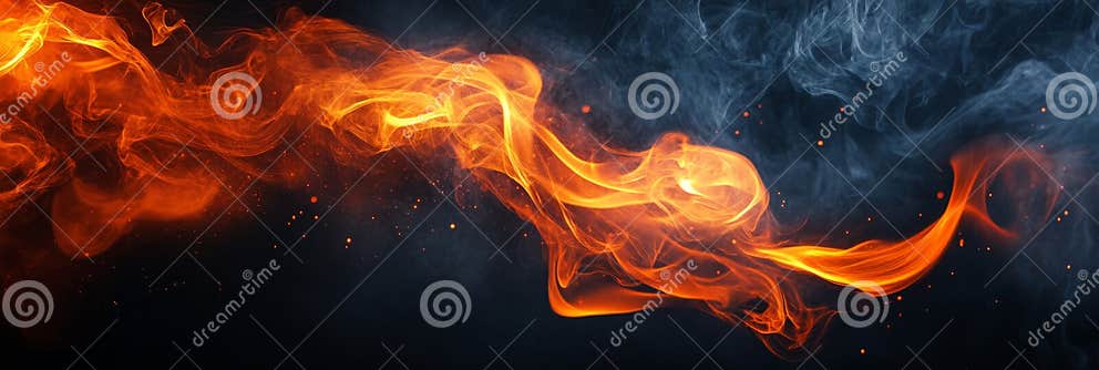 Realistic Fire Flames Igniting and Burning with Sparks on Black ...