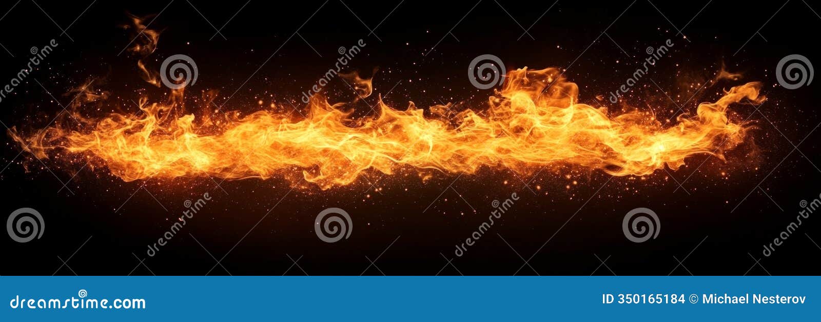 Realistic Fire Flames Igniting and Burning with Sparks on Black ...