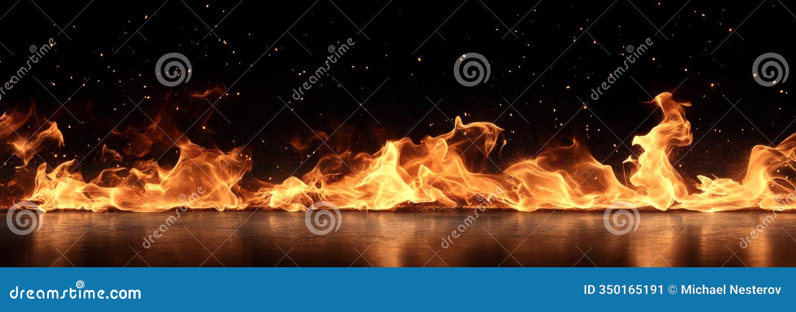 Realistic Fire Flames Igniting and Burning with Sparks on Black ...