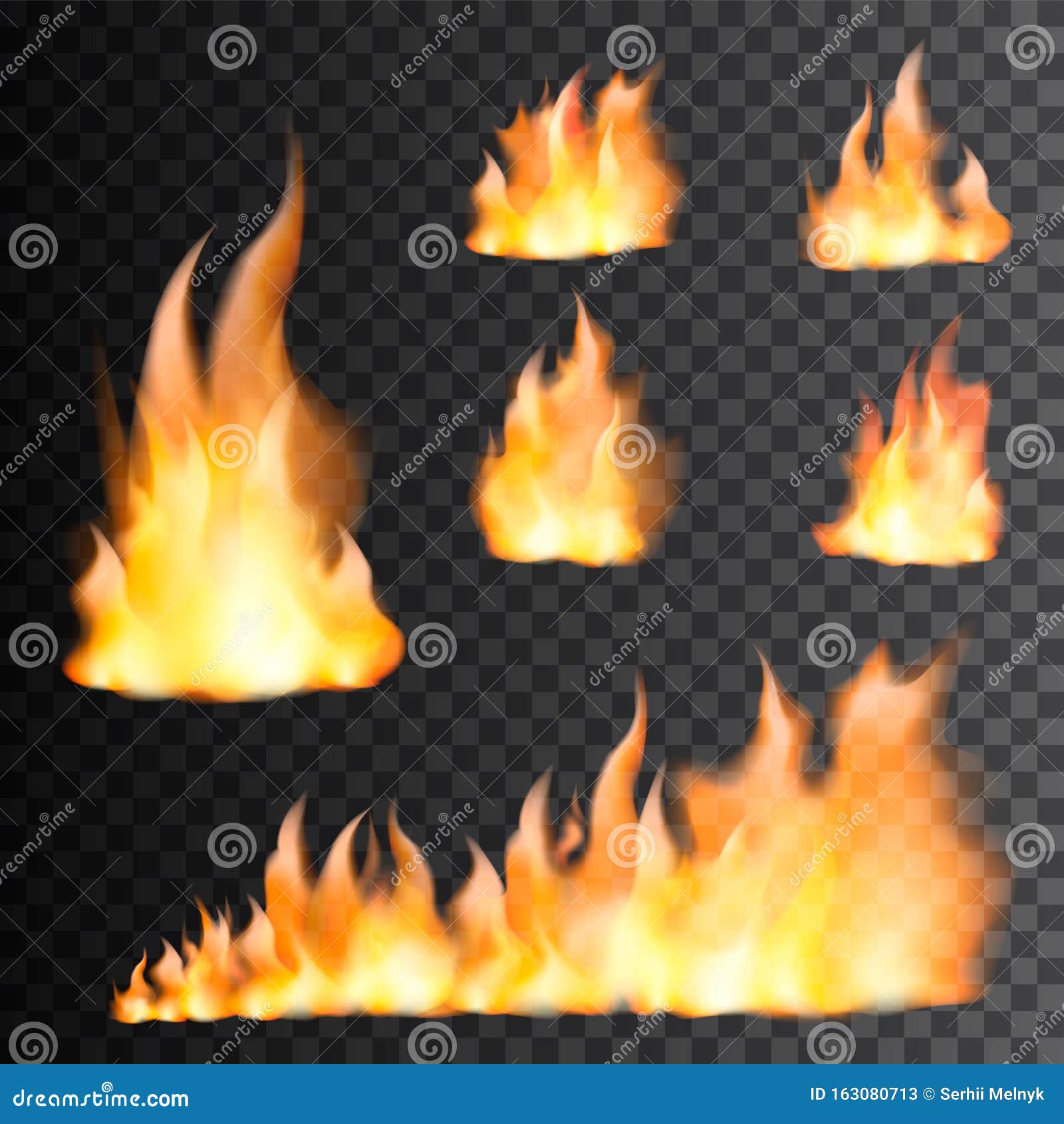 Realistic fire flames stock vector. Illustration of flare - 163080713