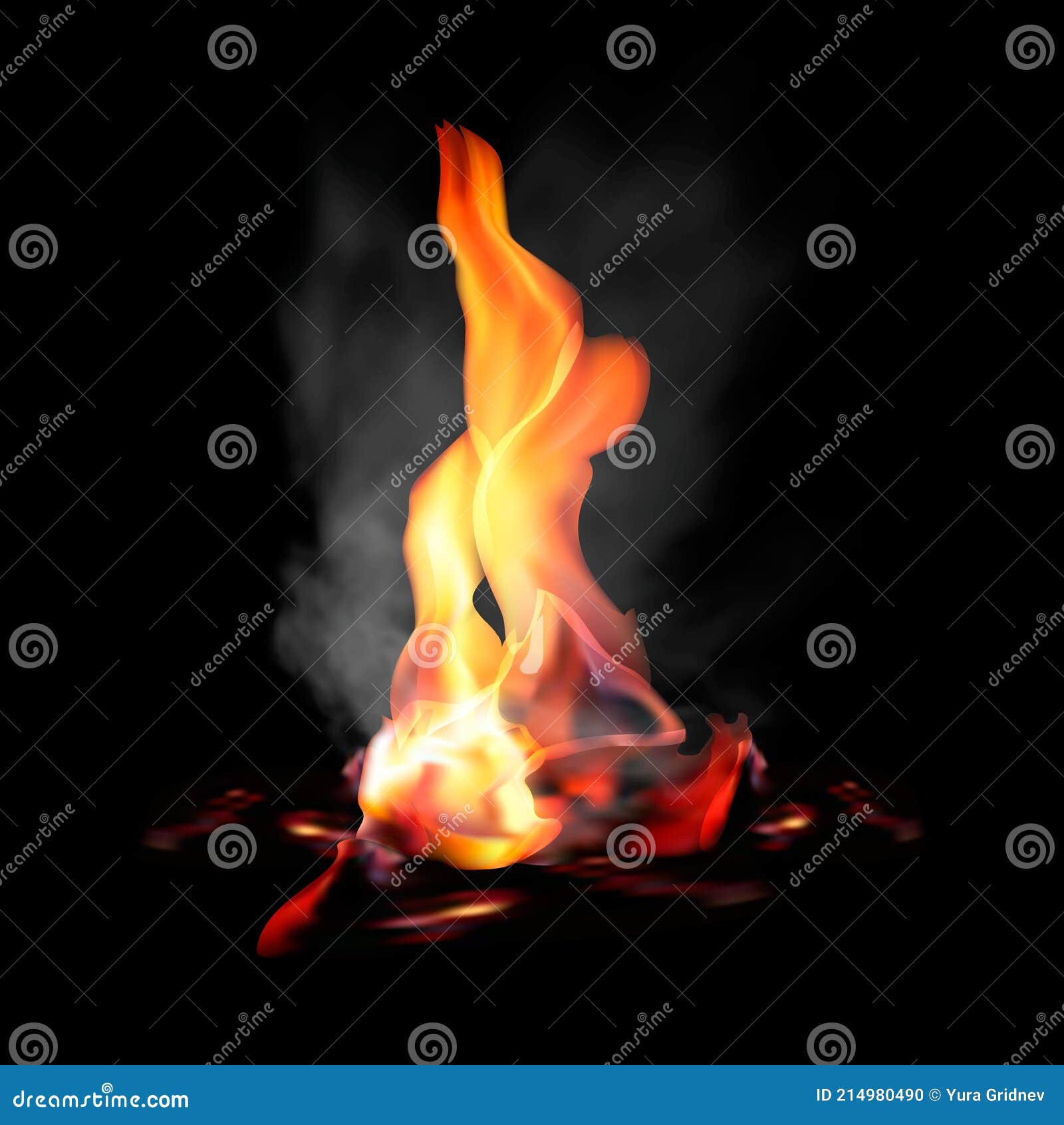 Realistic Fire Flames Set on Transparent Background. 3D Bonfire on ...