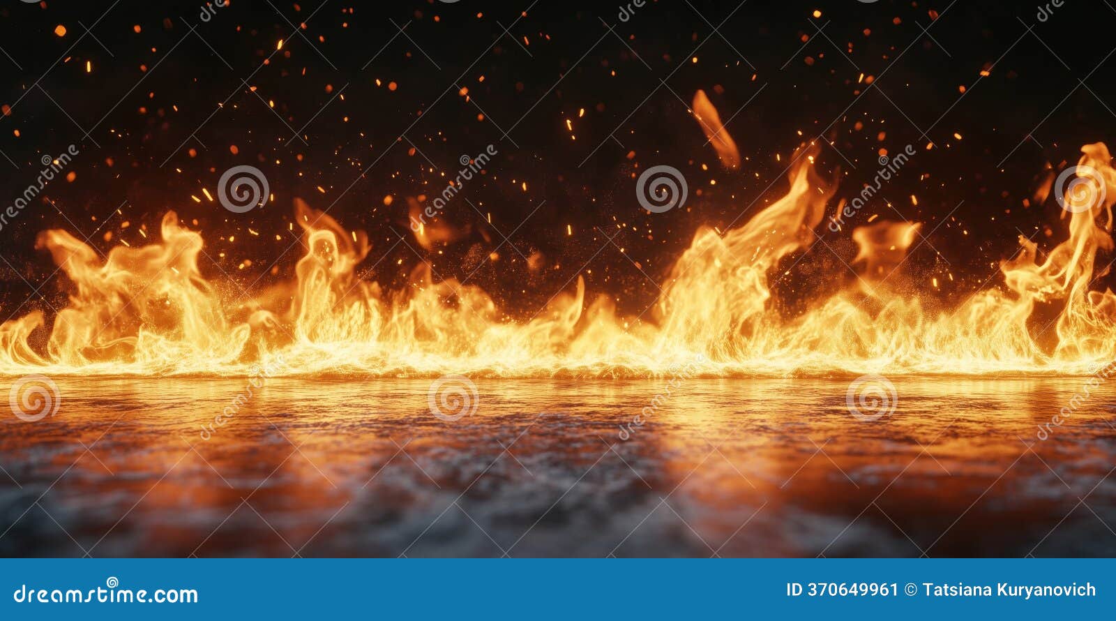 Realistic Fire Flames Burning On Dark Background Royalty-Free Stock ...