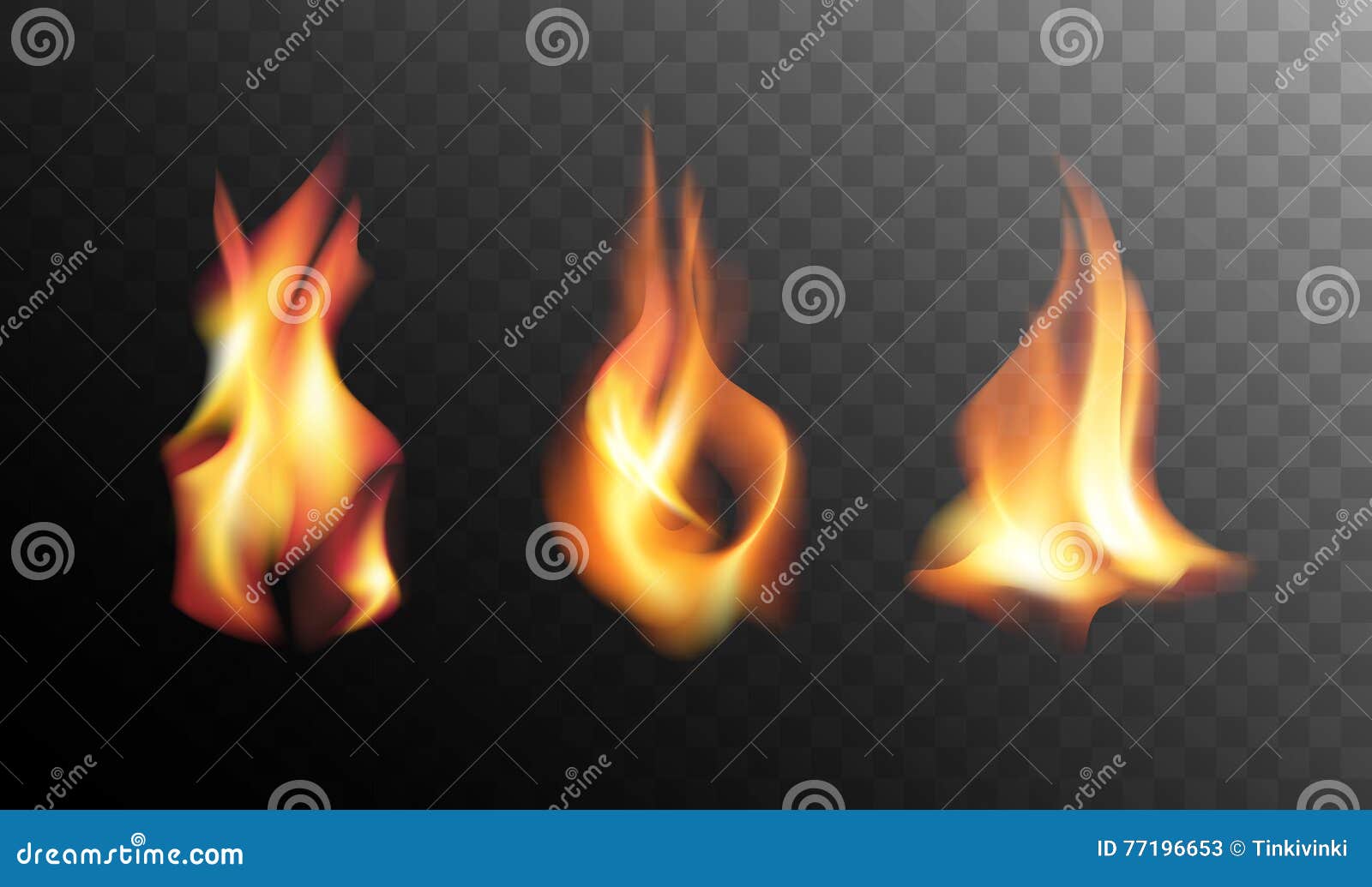 Realistic Fire Flames on a Transparent Background. Stock Vector ...