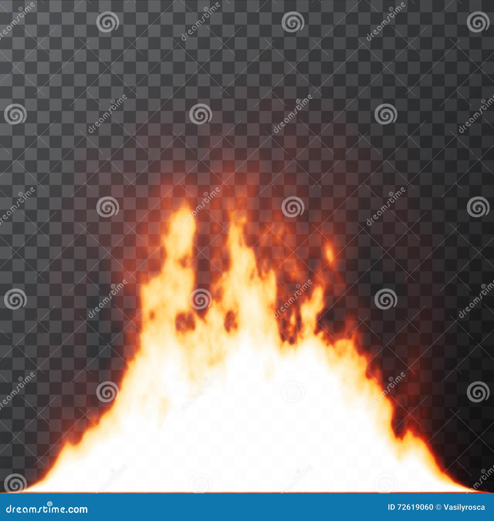 Realistic Fire Flames on Transparent Grid Background. Special Effects ...