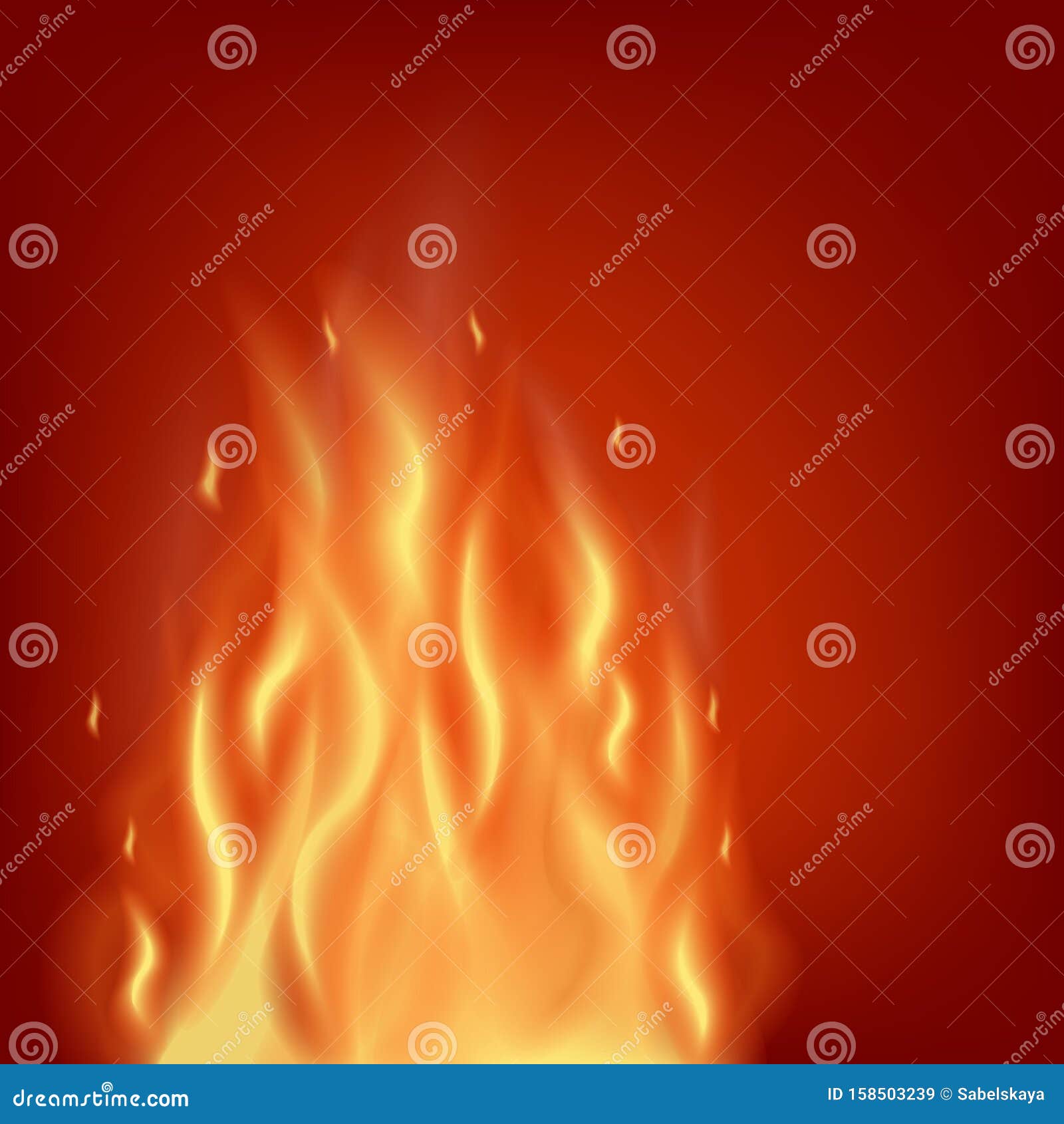 Realistic Fire on Red Background - Blank Design Template with Hot ...