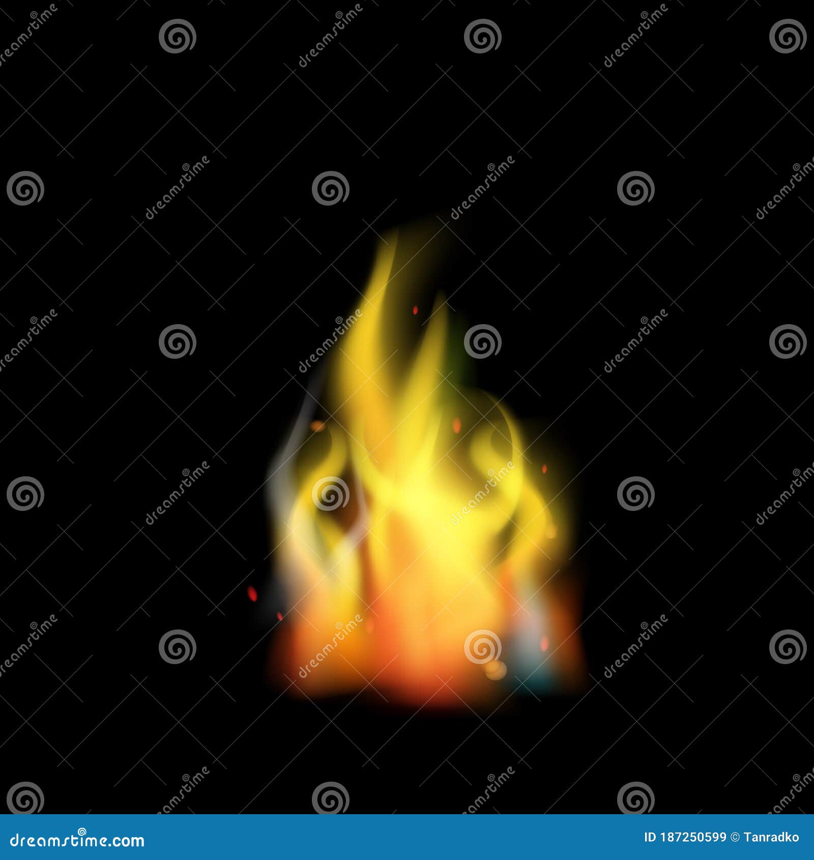 Realistic fire vector stock vector. Illustration of campfire - 187250599