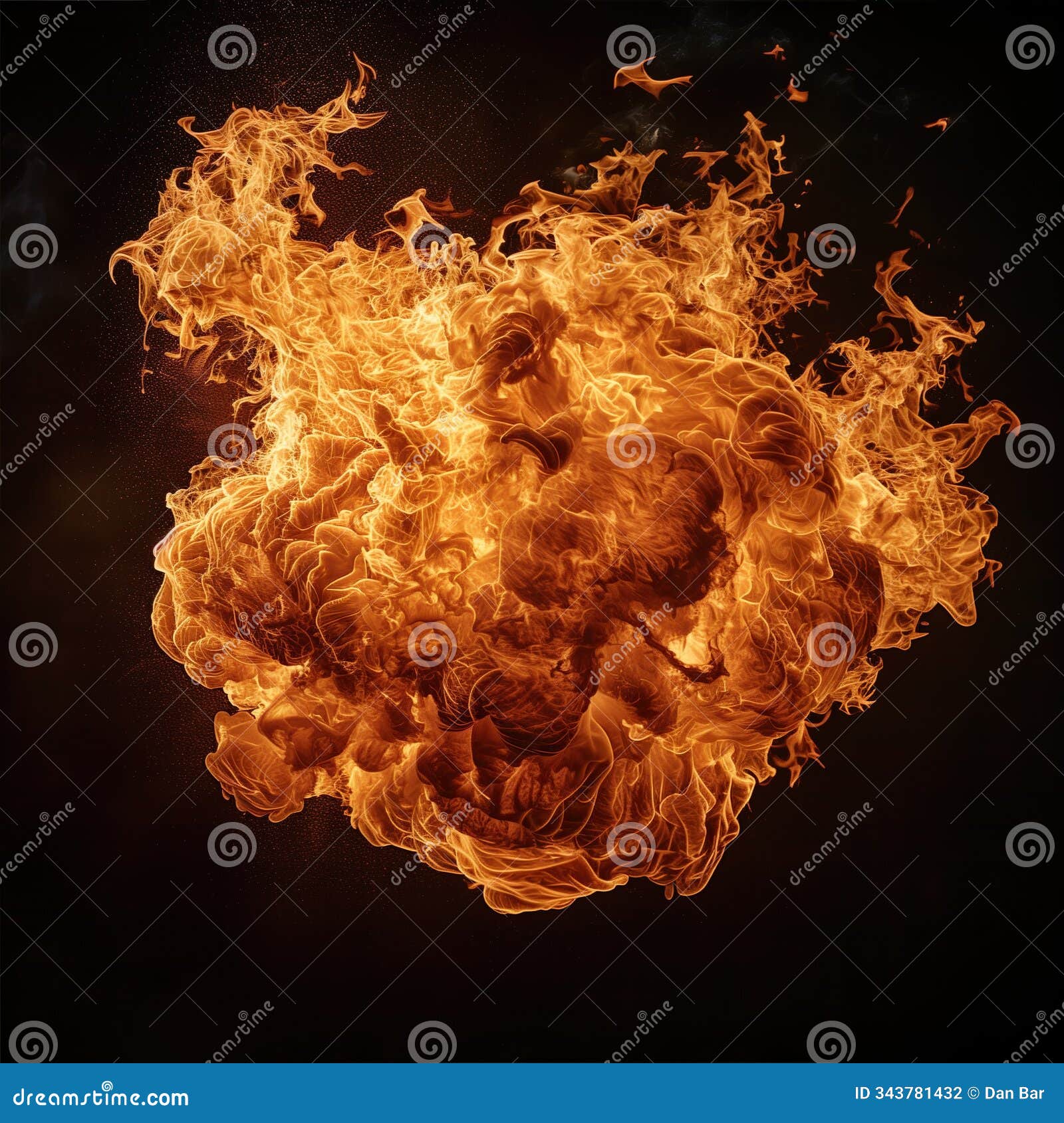 Realistic Fireball on a Black Background, Generative AI Stock ...