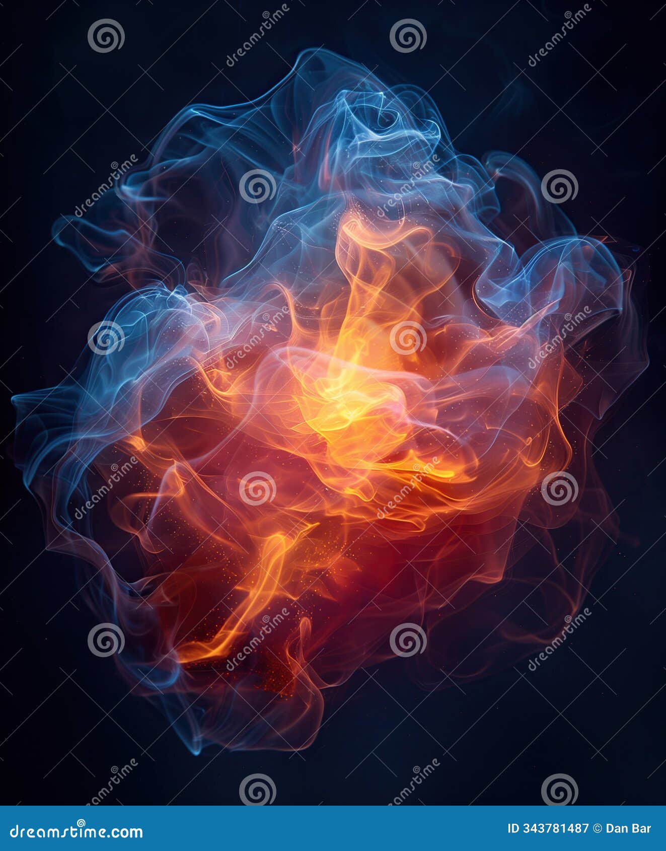 Realistic Fireball on a Black Background, Generative AI Stock ...