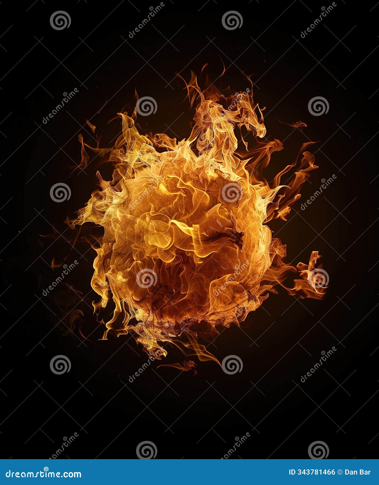 Realistic Fireball on a Black Background, Generative AI Stock ...