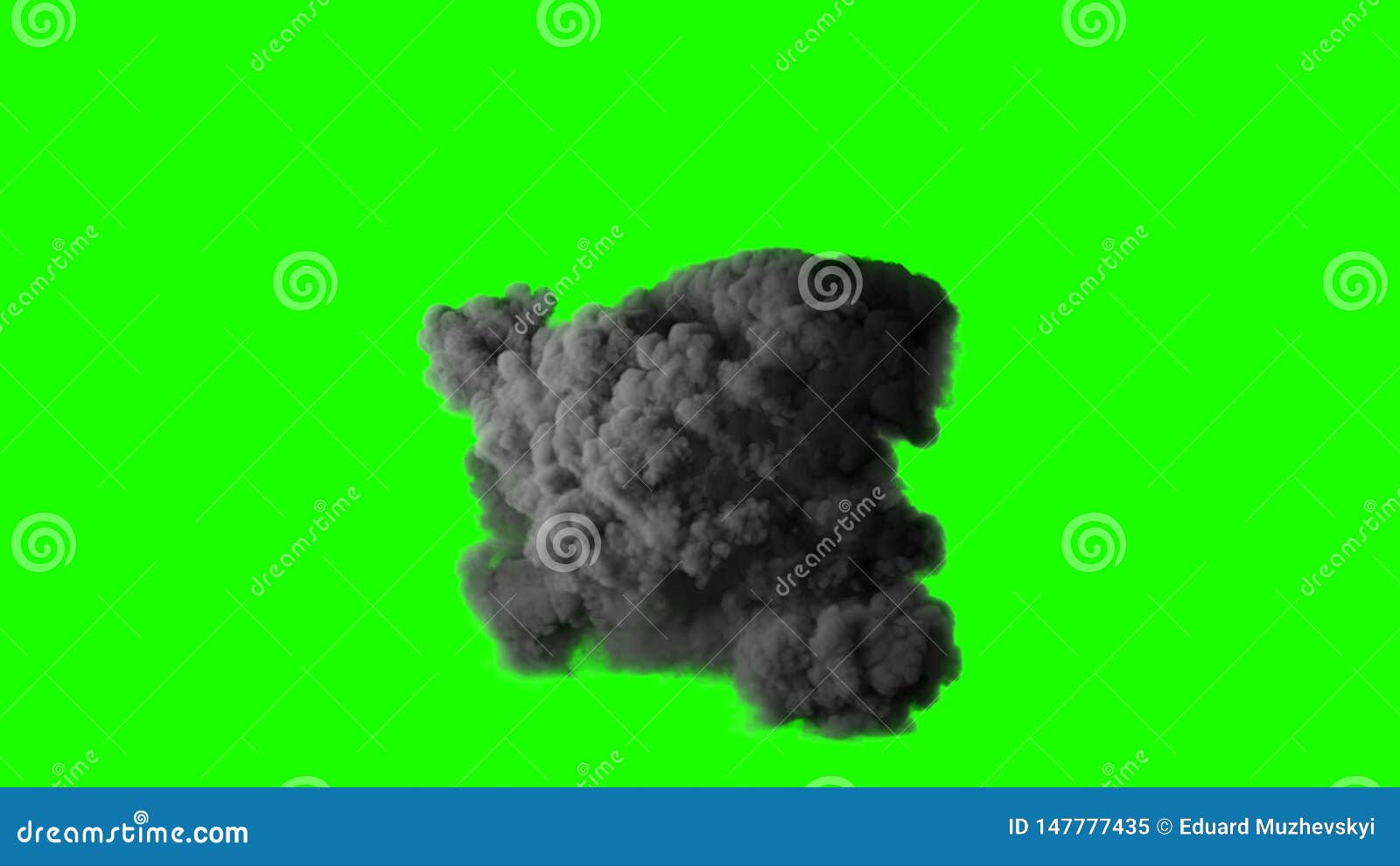 Realistic Fireball Explosion with Huge Smoke Blast Isolated on Green ...