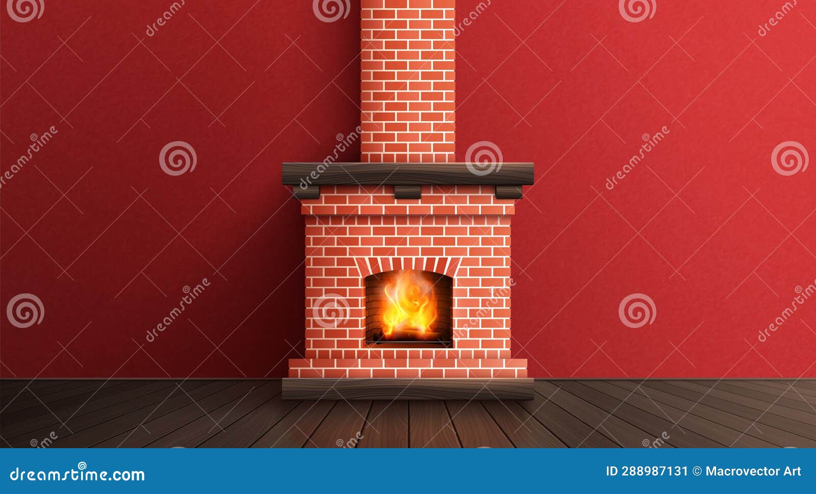 Realistic Fireplace Chimney Composition Stock Vector - Illustration of fire, traditional: 288987131