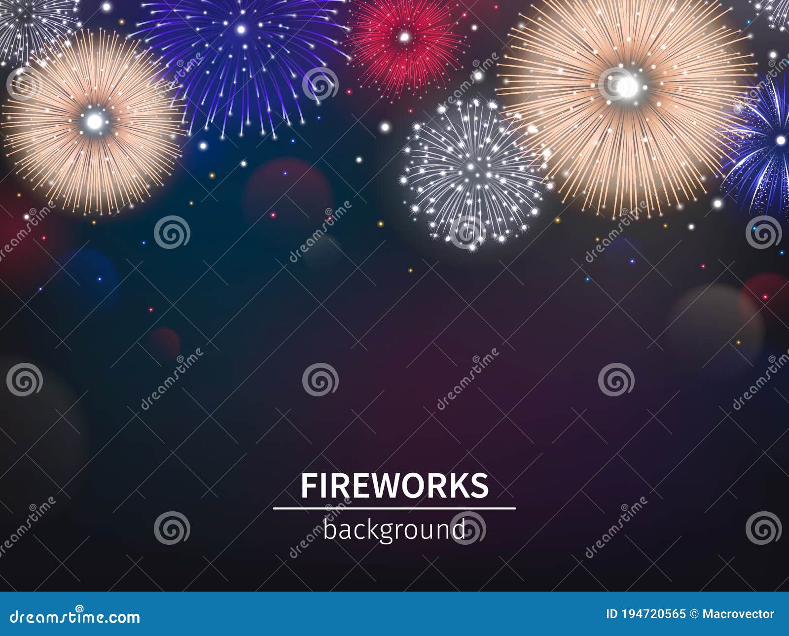 Realistic Fireworks Background Stock Vector - Illustration of ...