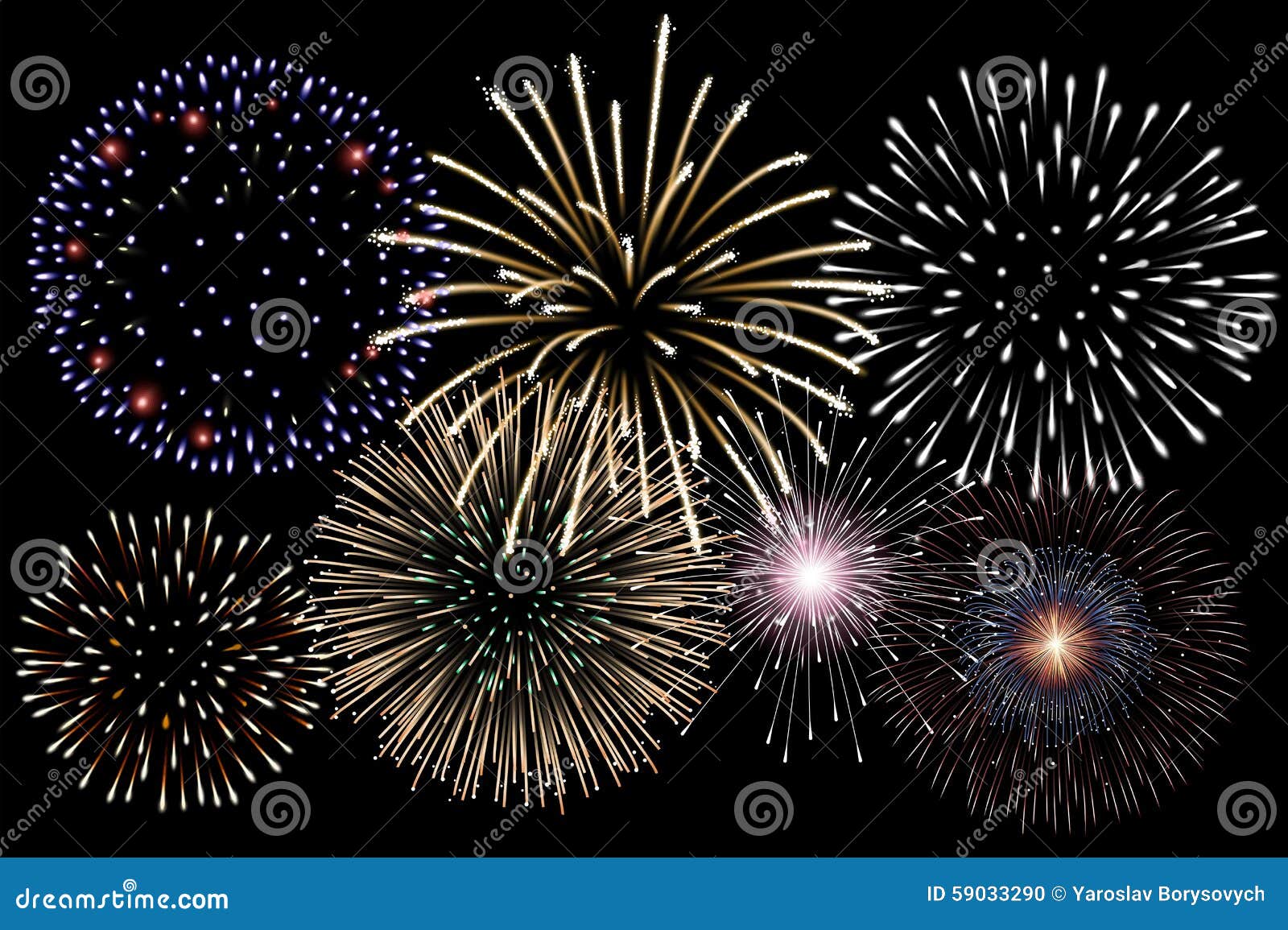 Realistic Fireworks Vector Illustration | CartoonDealer.com #35341066