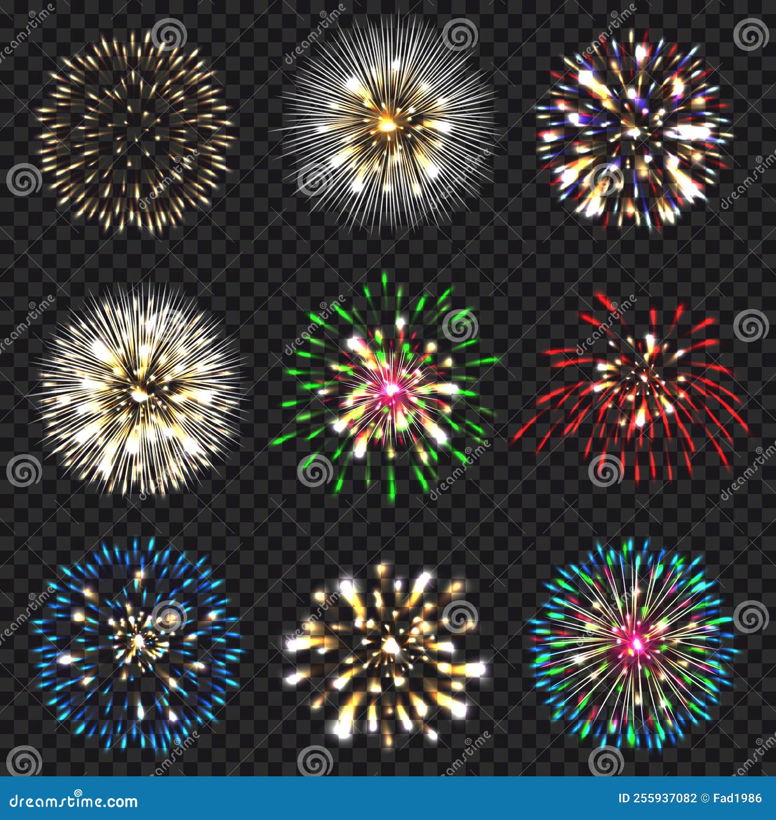 Realistic Fireworks Isolated On Transparent Background Vector ...