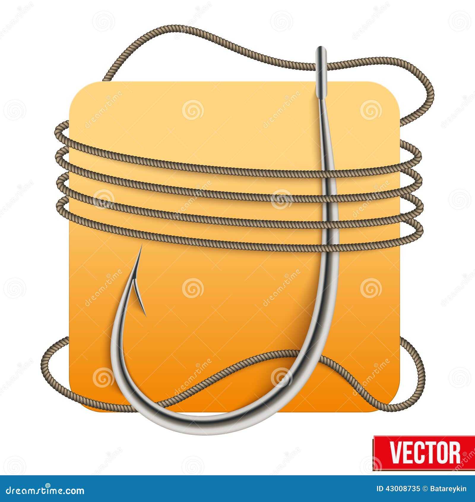 Realistic Fishing Hook with Rope. Vector Stock Vector - Illustration of ...