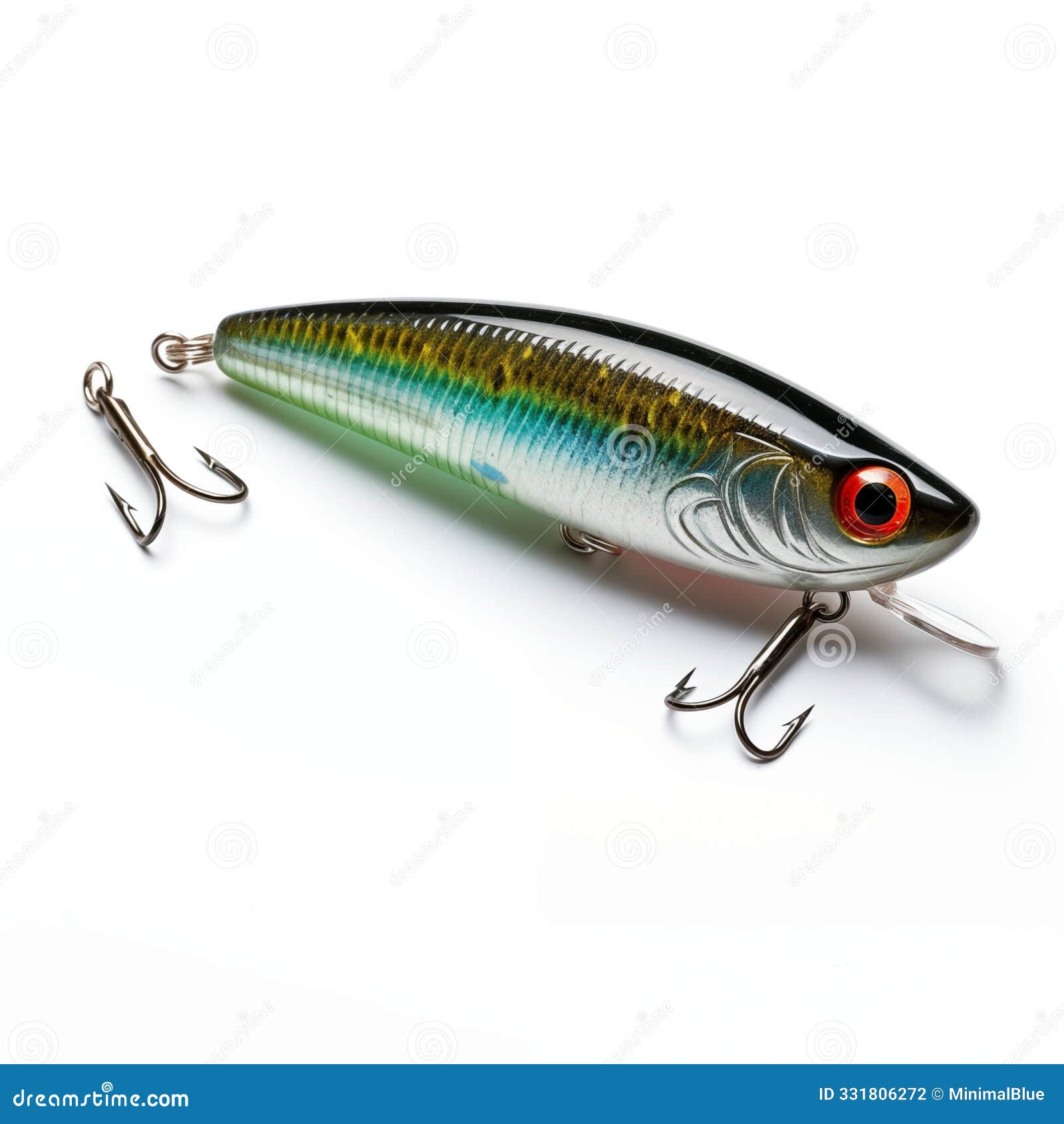 Realistic Fishing Lure with Hooks Isolated on White Background Stock ...
