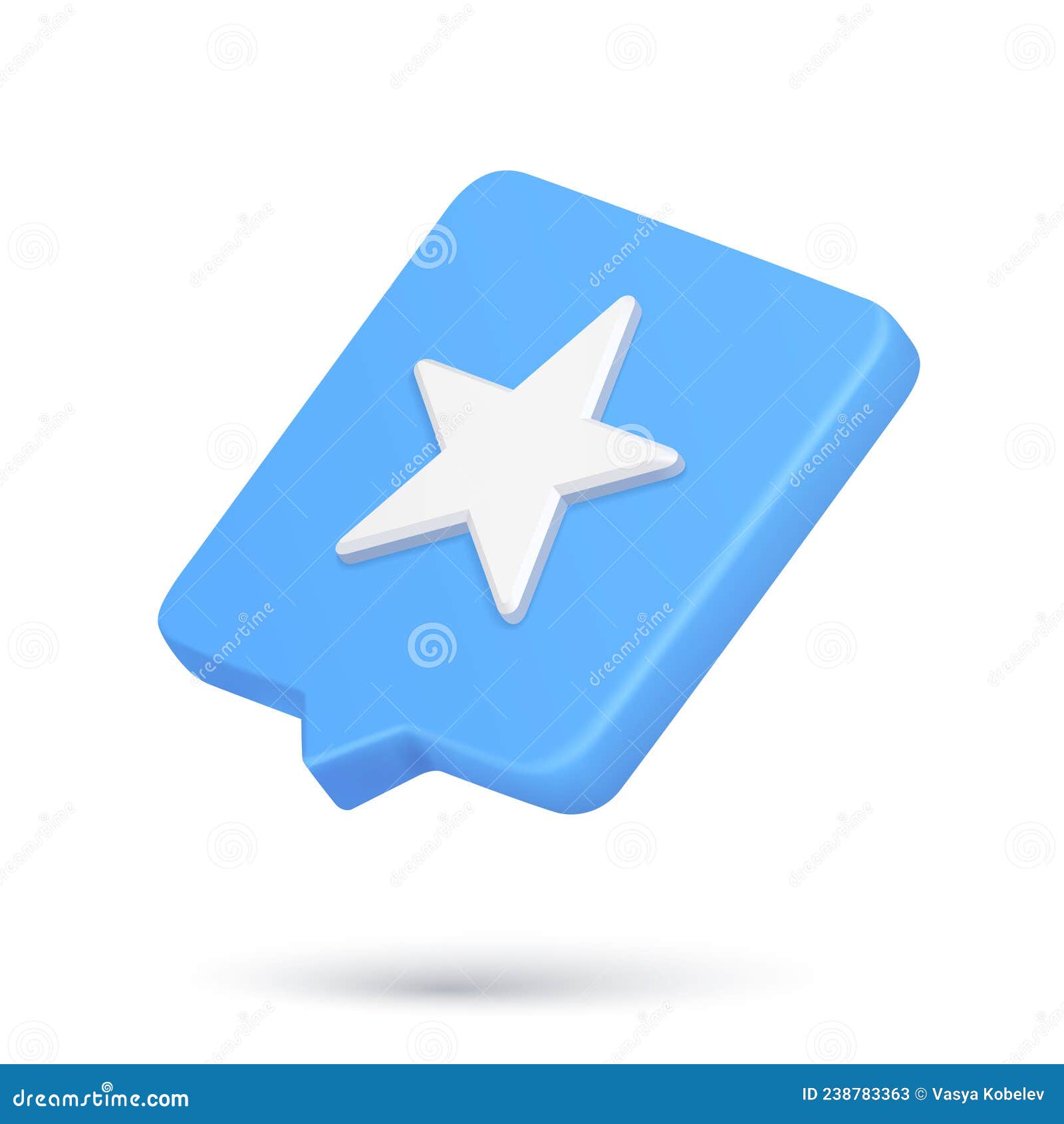 Realistic Five Pointed Star Blue Diagonal Speech Bubble 3d Icon ...
