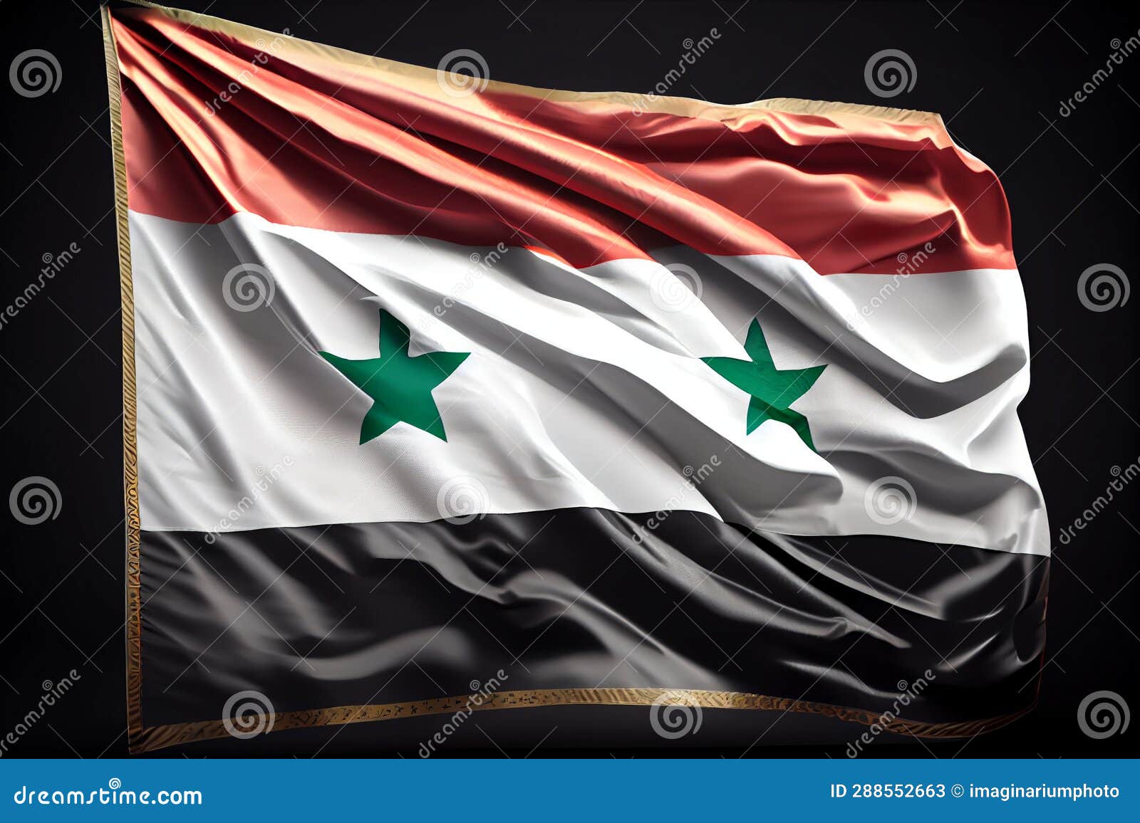 Realistic Flag of Syria on the Wavy Surface of Fabric Stock Image ...