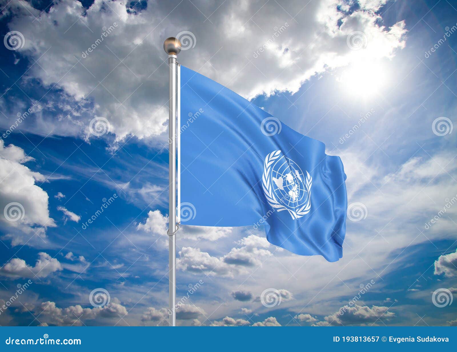 Realistic Flag. United Nations Flag. Isolated On White. Illustration ...