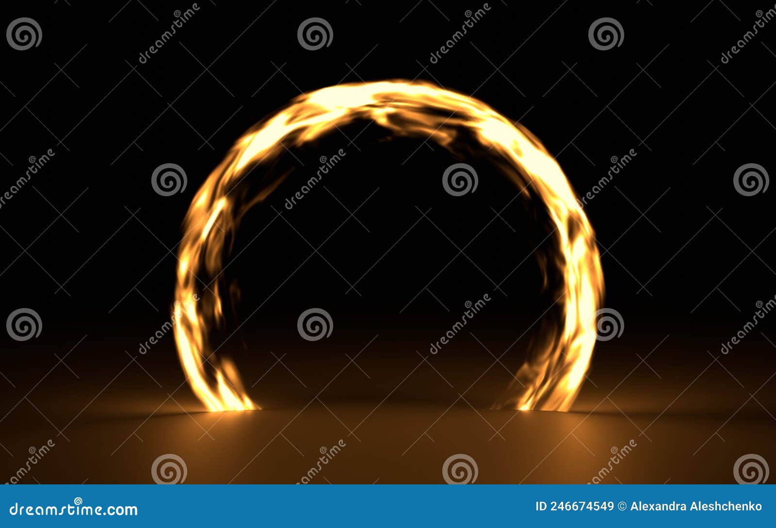 Realistic Flame Arch on Black Background. Stock Image - Image of ...