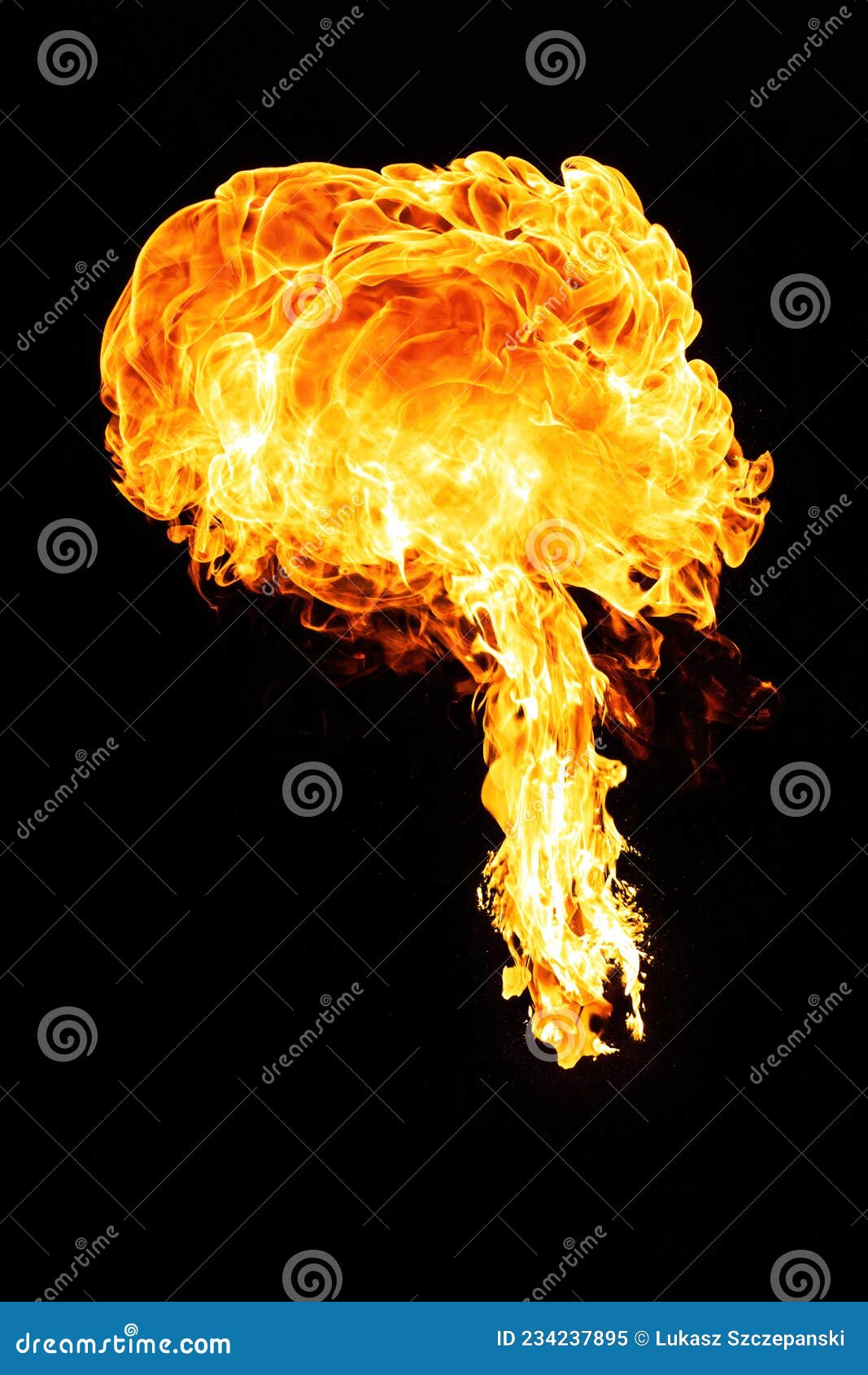 Realistic Flames Vertical Explosion Stock Image - Image of black, bomb ...