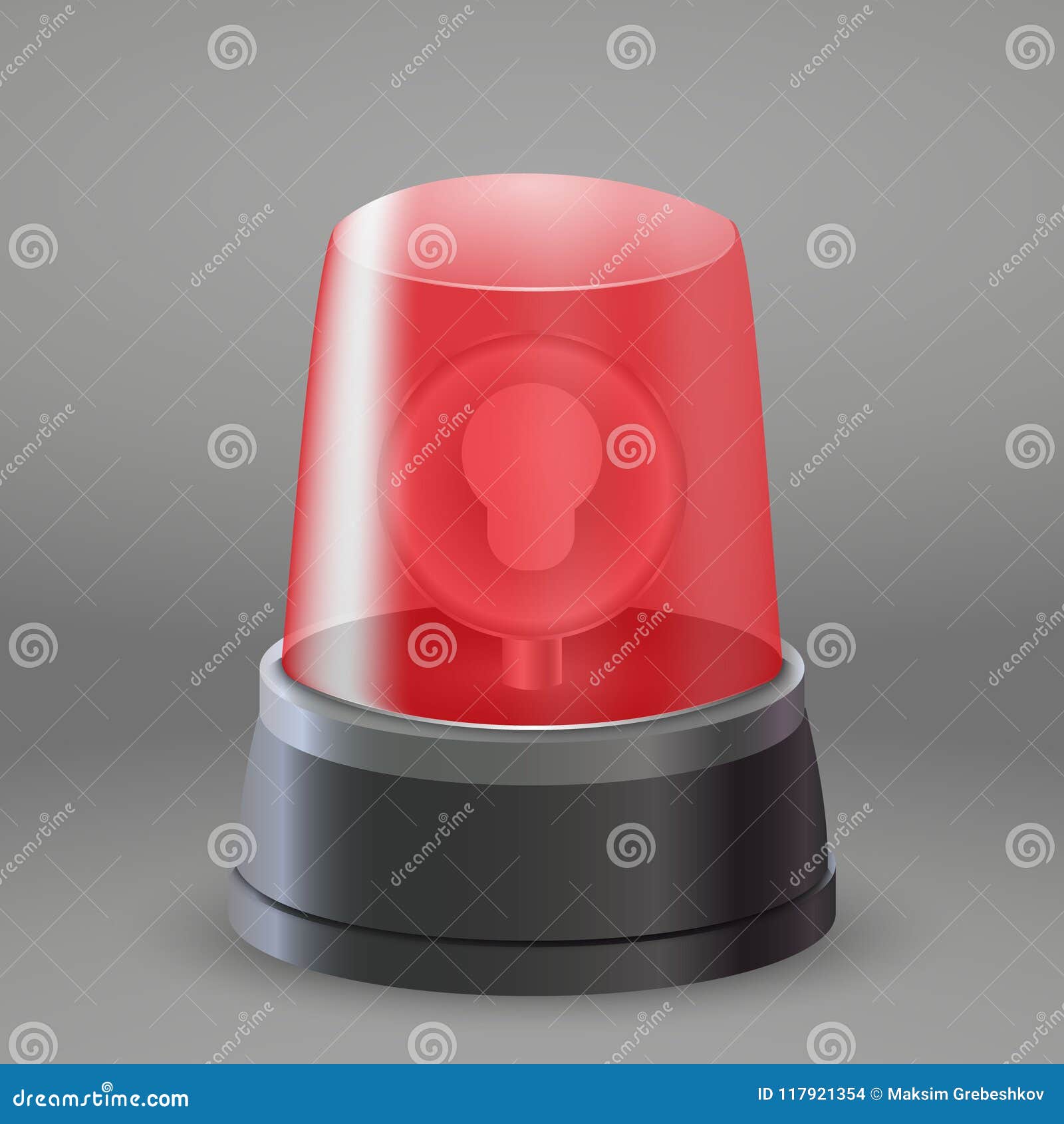 Realistic Red Flasher Siren For Cars. Emergency Flashing Siren. Royalty ...