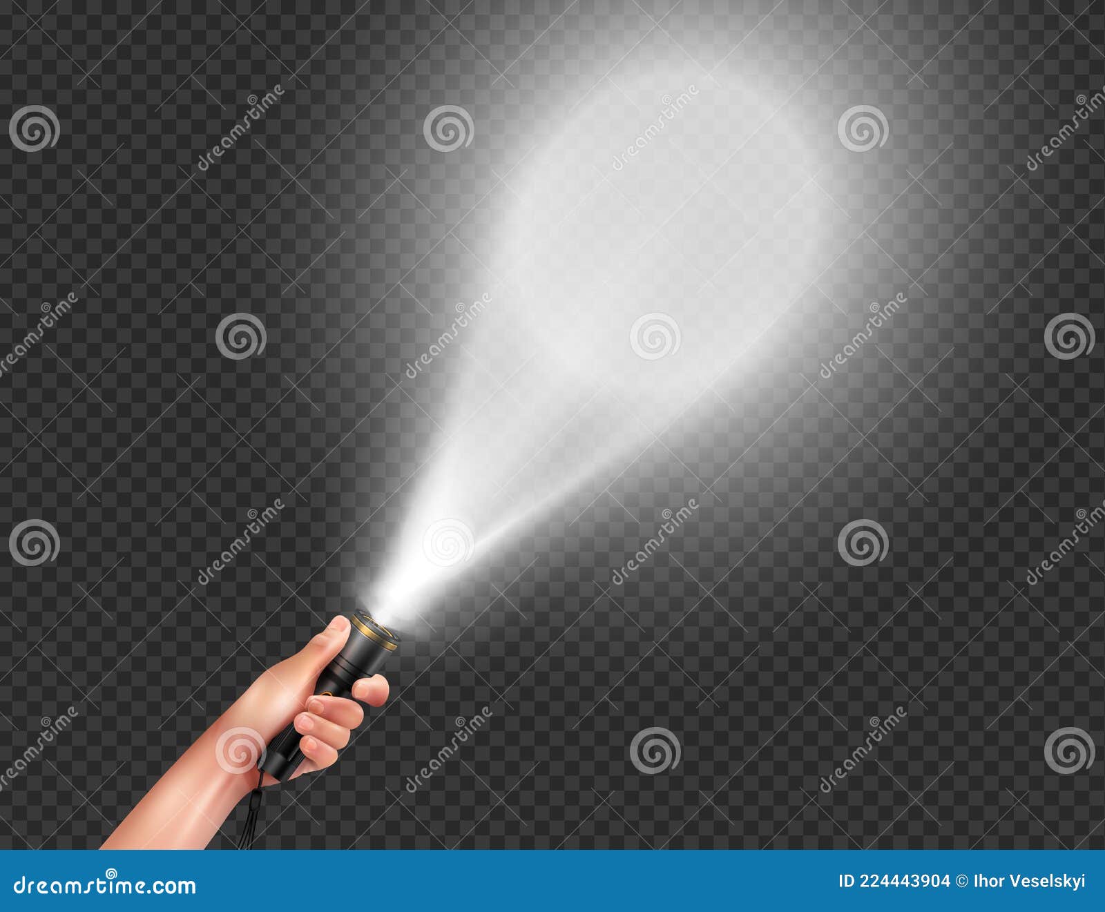 Realistic Flashlight in Hand Composition Stock Vector - Illustration of ...