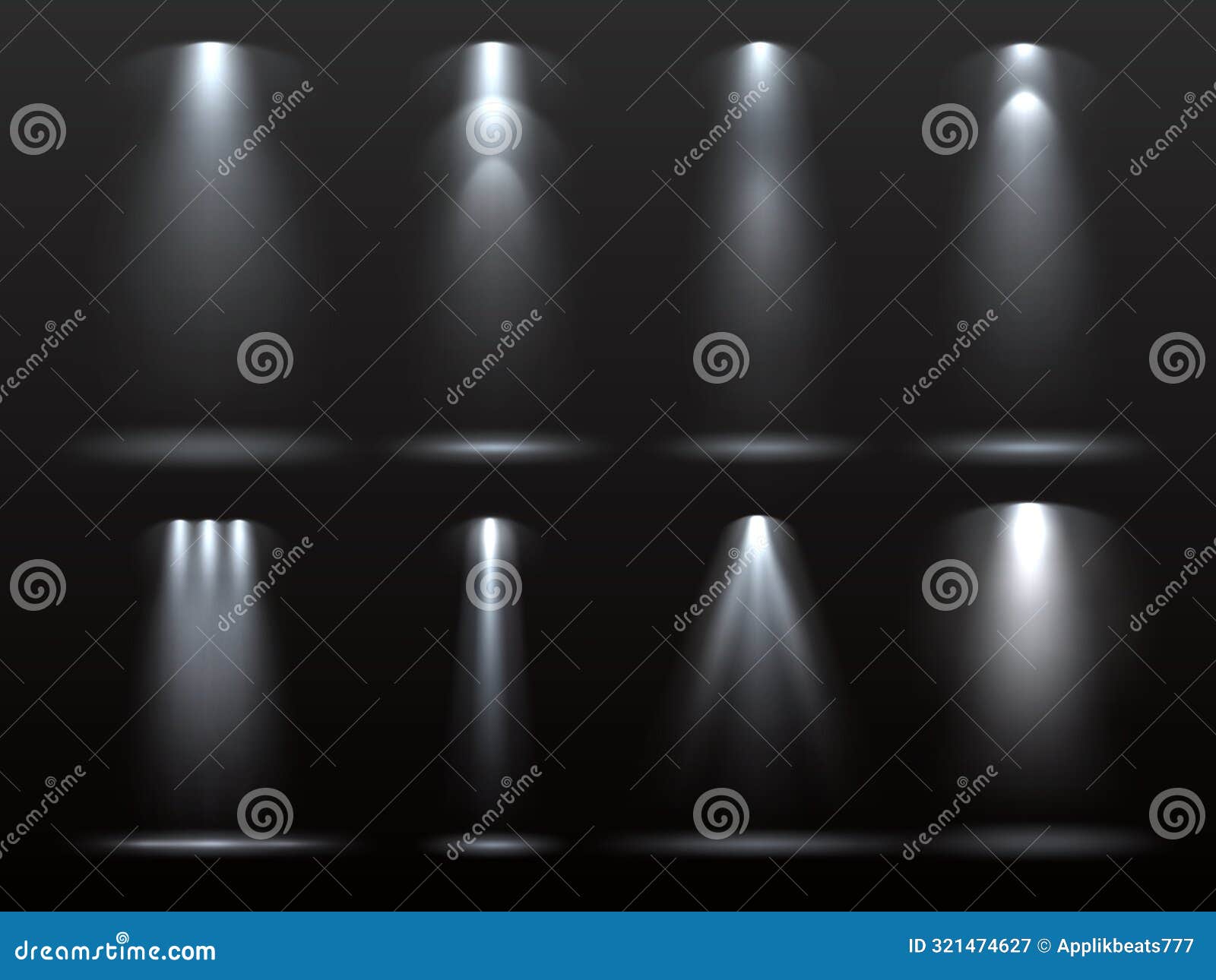 Realistic Flashlight Rays. Different Shapes Luminous Directional Shiny ...