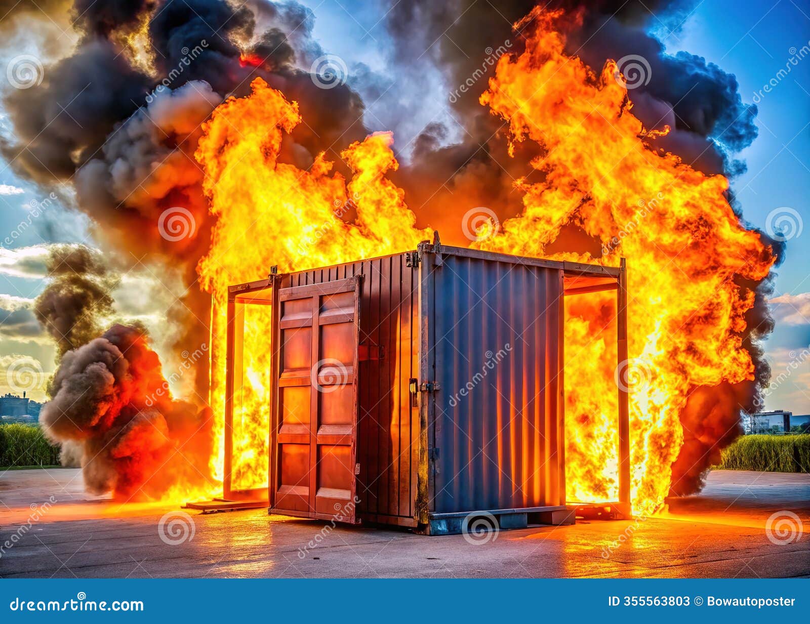 Realistic Flashover Container Fire Drill Simulation Intense Training ...