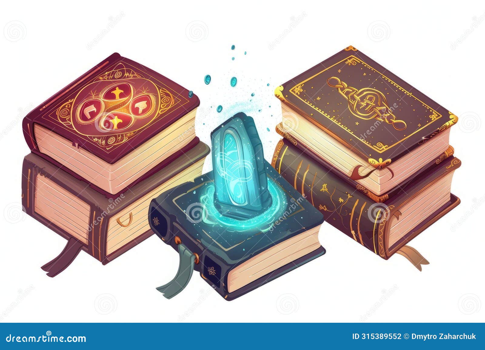 Realistic Floating Books with Magical Spells Stock Photo - Image of ...