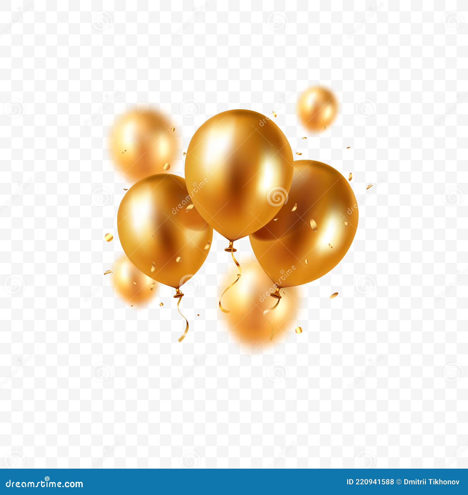 Realistic Floating Vector Balloons Isolated on Transparent Background ...