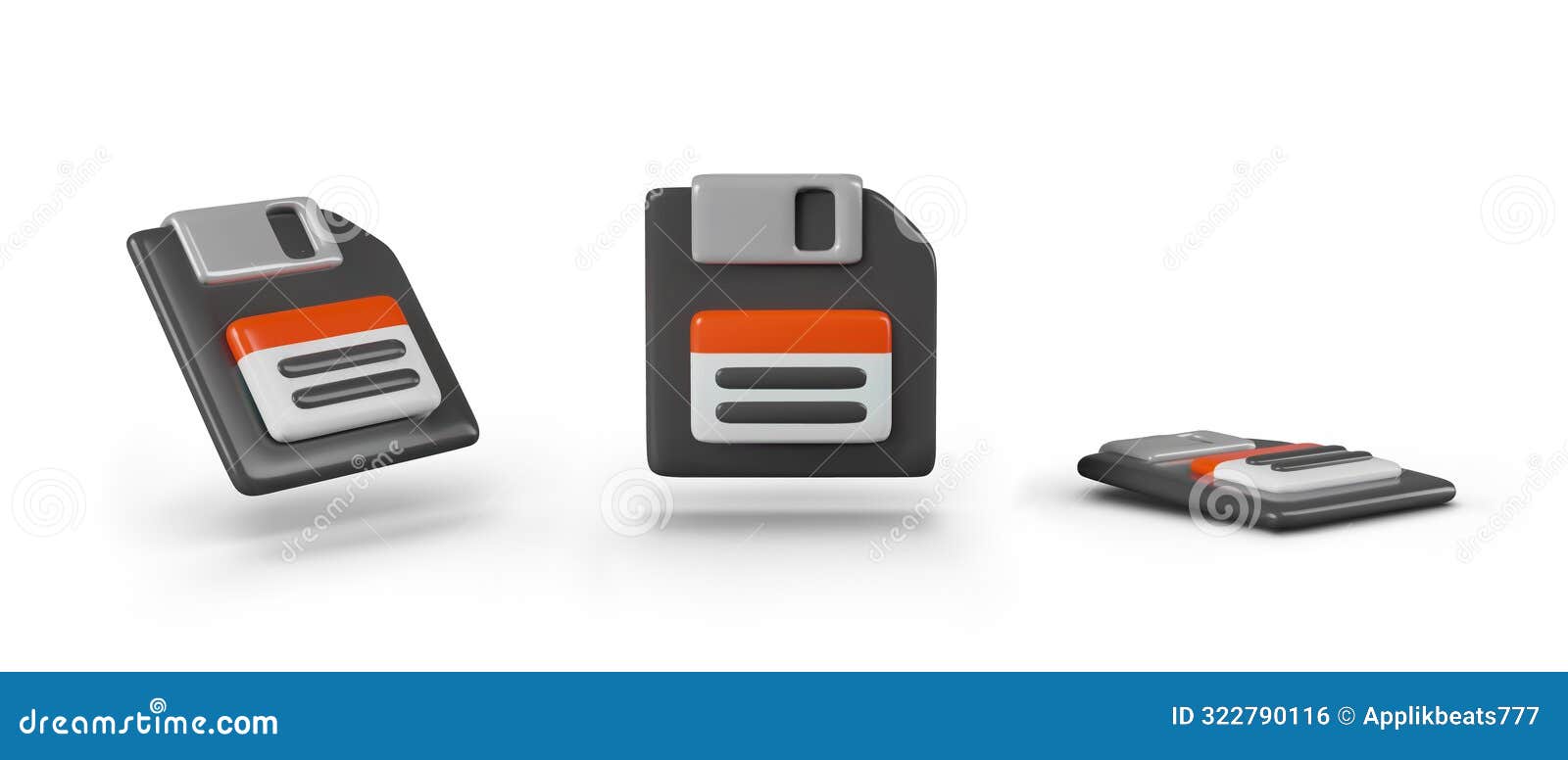 Realistic Floppy Disk on White Background. Vector Set of Models in ...