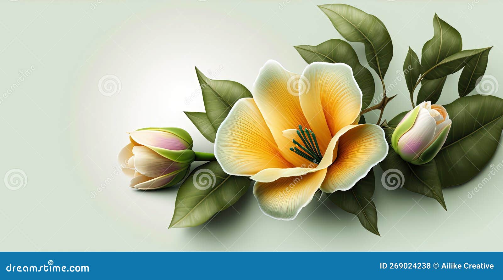 Realistic Floral Illustration of Alamanda Flower Bloom Stock Photo ...