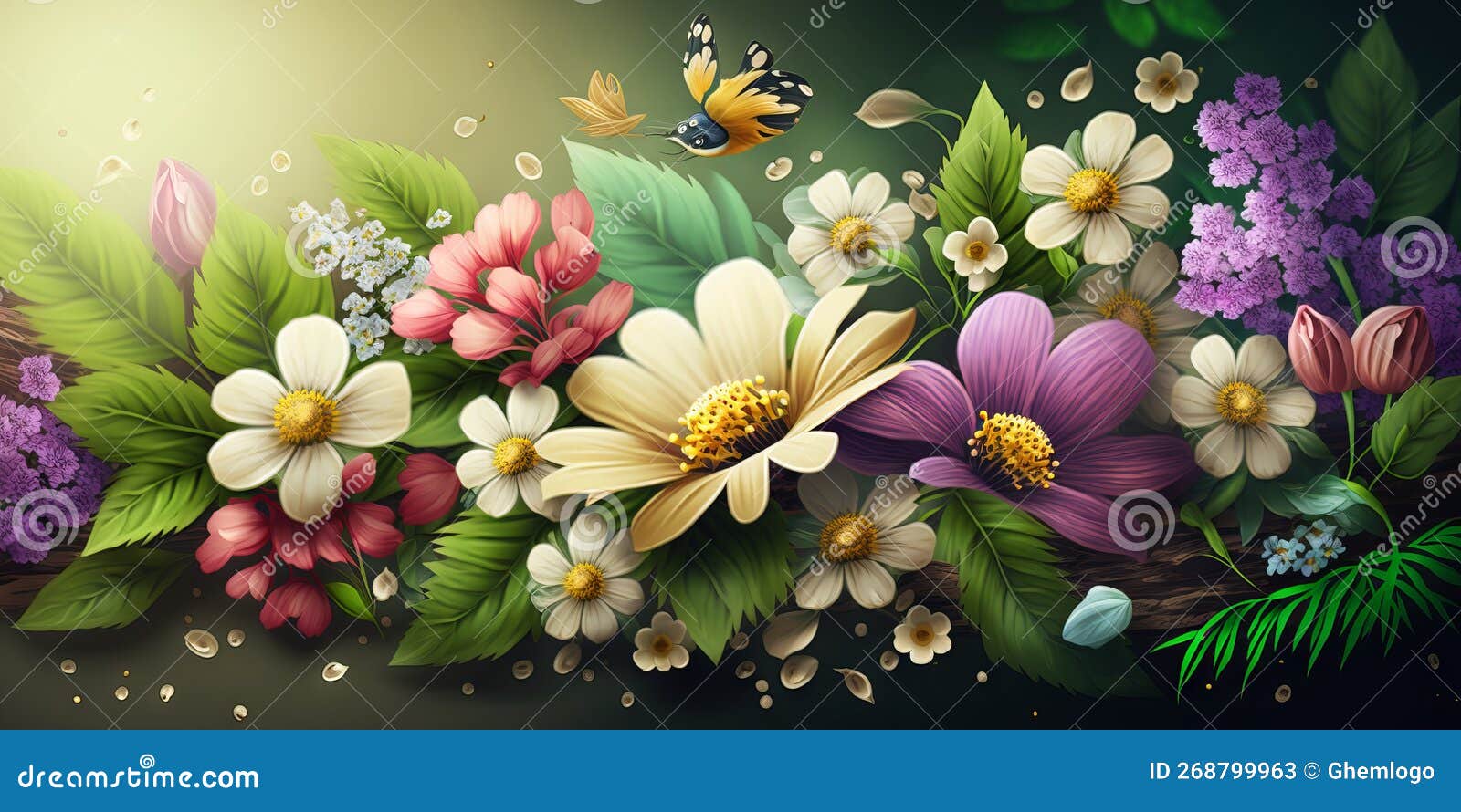 Realistic Floral Spring Background Stock Illustration - Illustration of ...