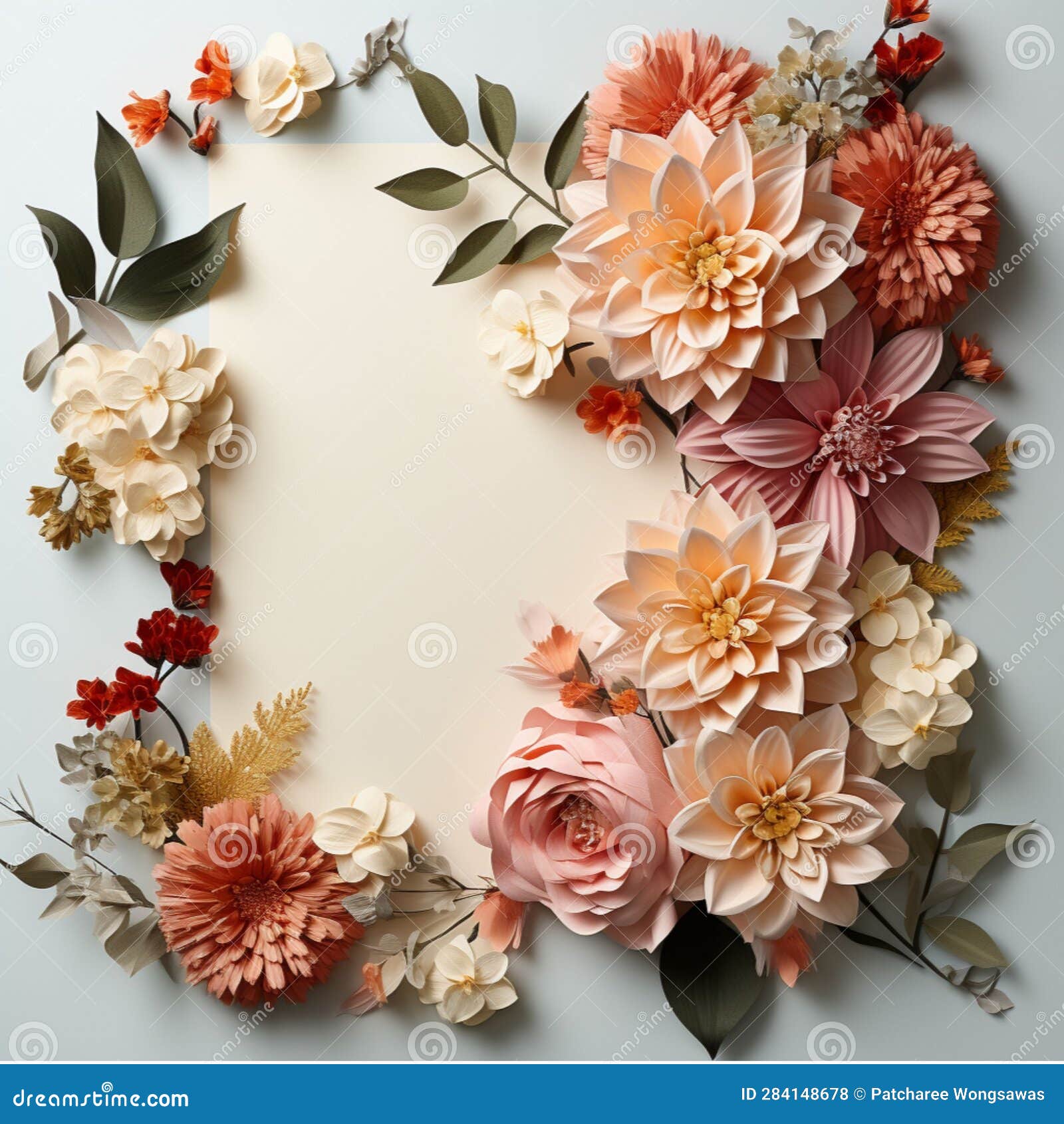 Realistic Flowers on A4 Paper Stock Illustration - Illustration of ...