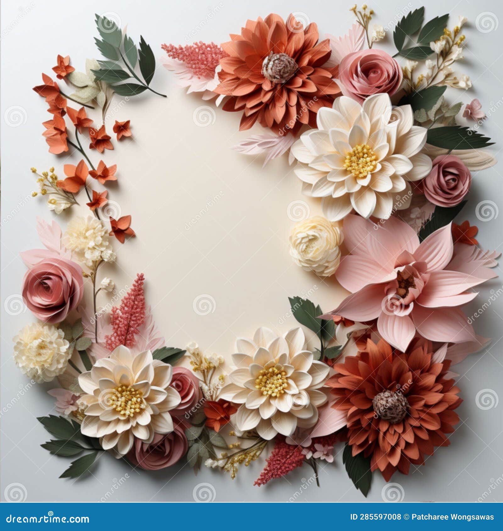 Realistic Flowers on A4 Paper Stock Illustration - Illustration of ...