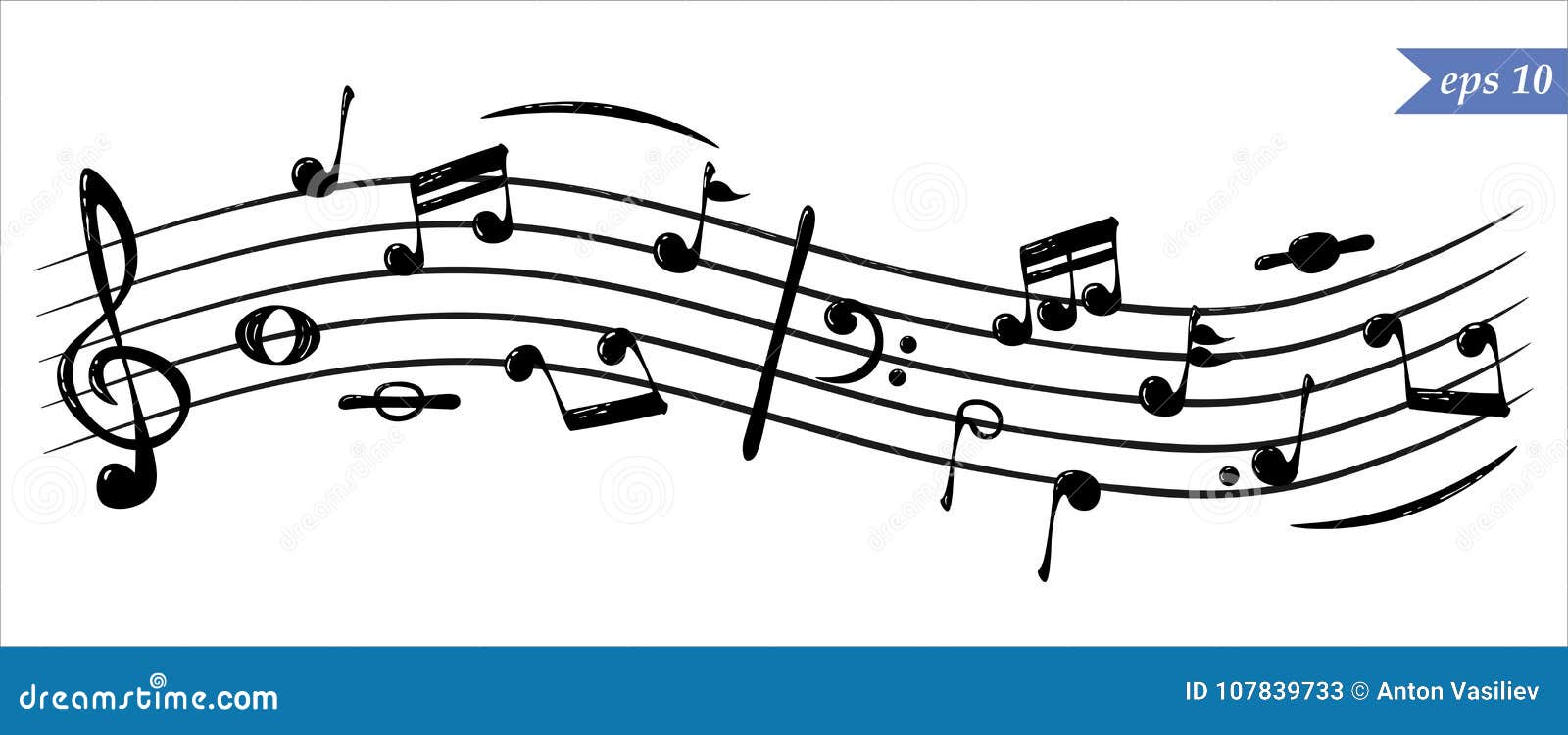 Realistic Flowing Musical Notes, Vector Stock Vector - Illustration of ...